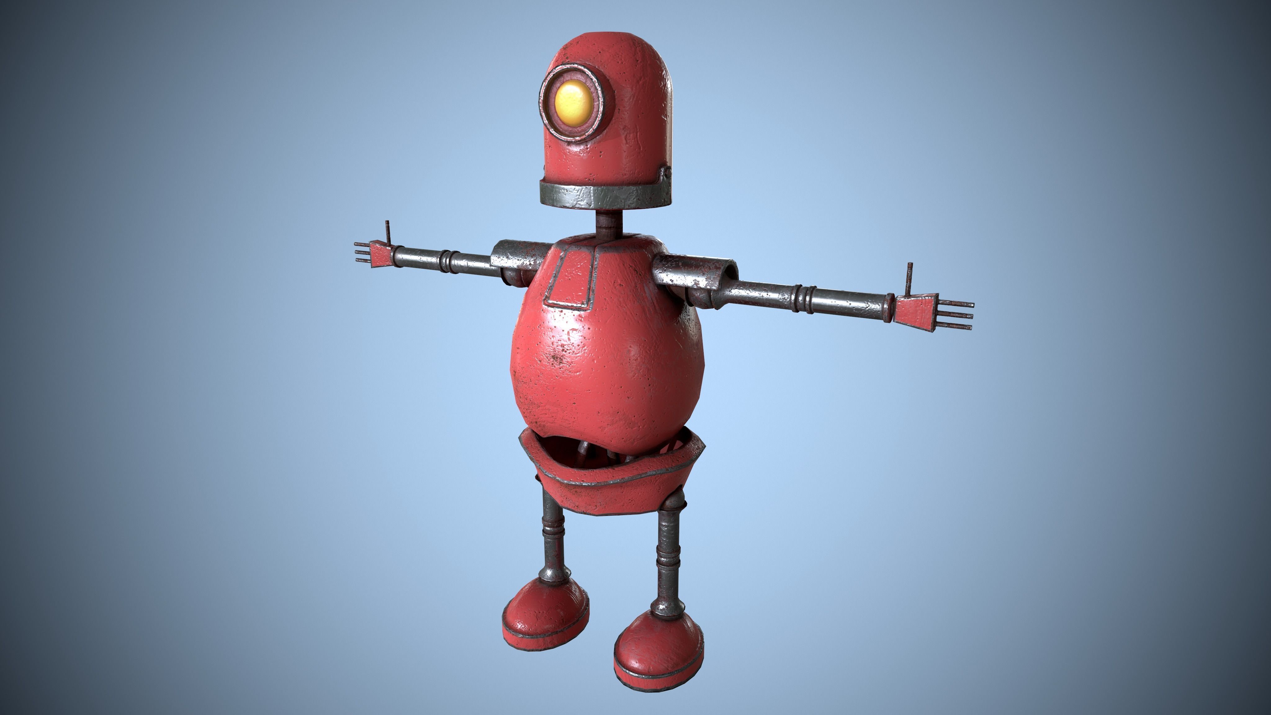 3D model Little Red Robot Character Worn VR / AR / low-poly | CGTrader