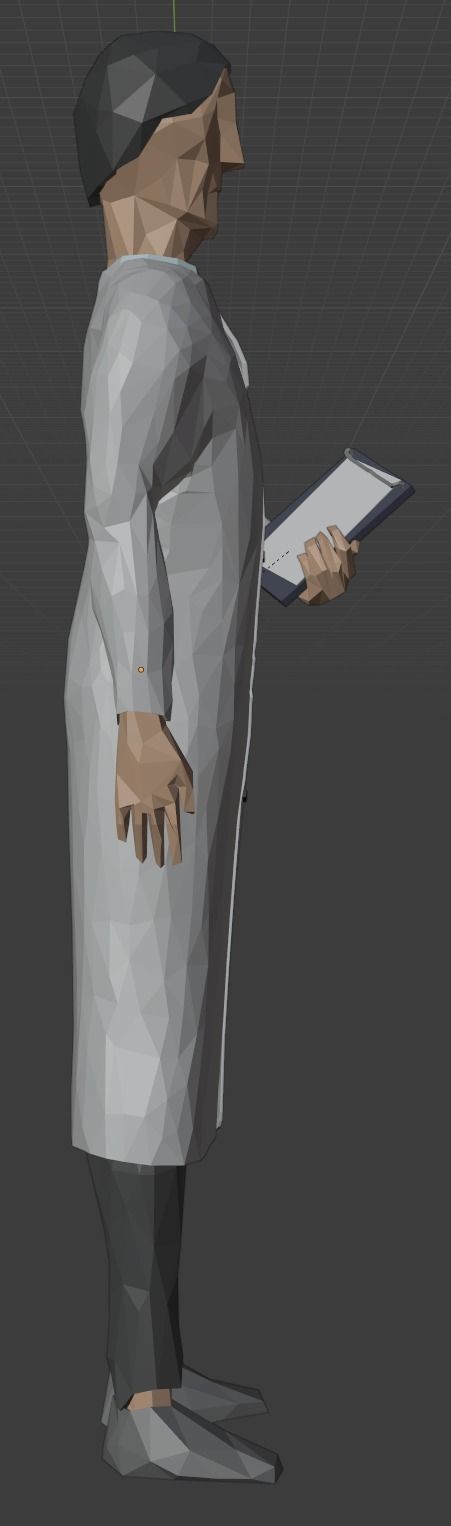 LowPoly Doctor man in lab coat holding clipboard free VR / AR / low ...