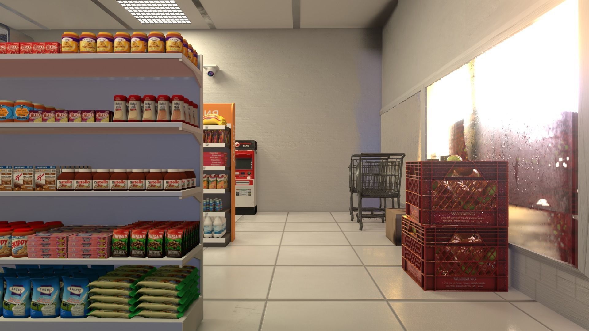 3D model Supermarket industrial building with roof VR / AR / low-poly ...