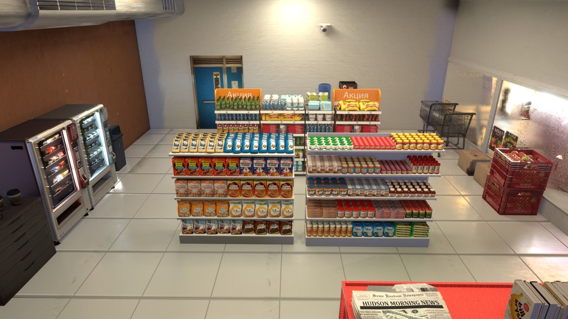 3D model Supermarket industrial building with roof VR / AR / low-poly ...