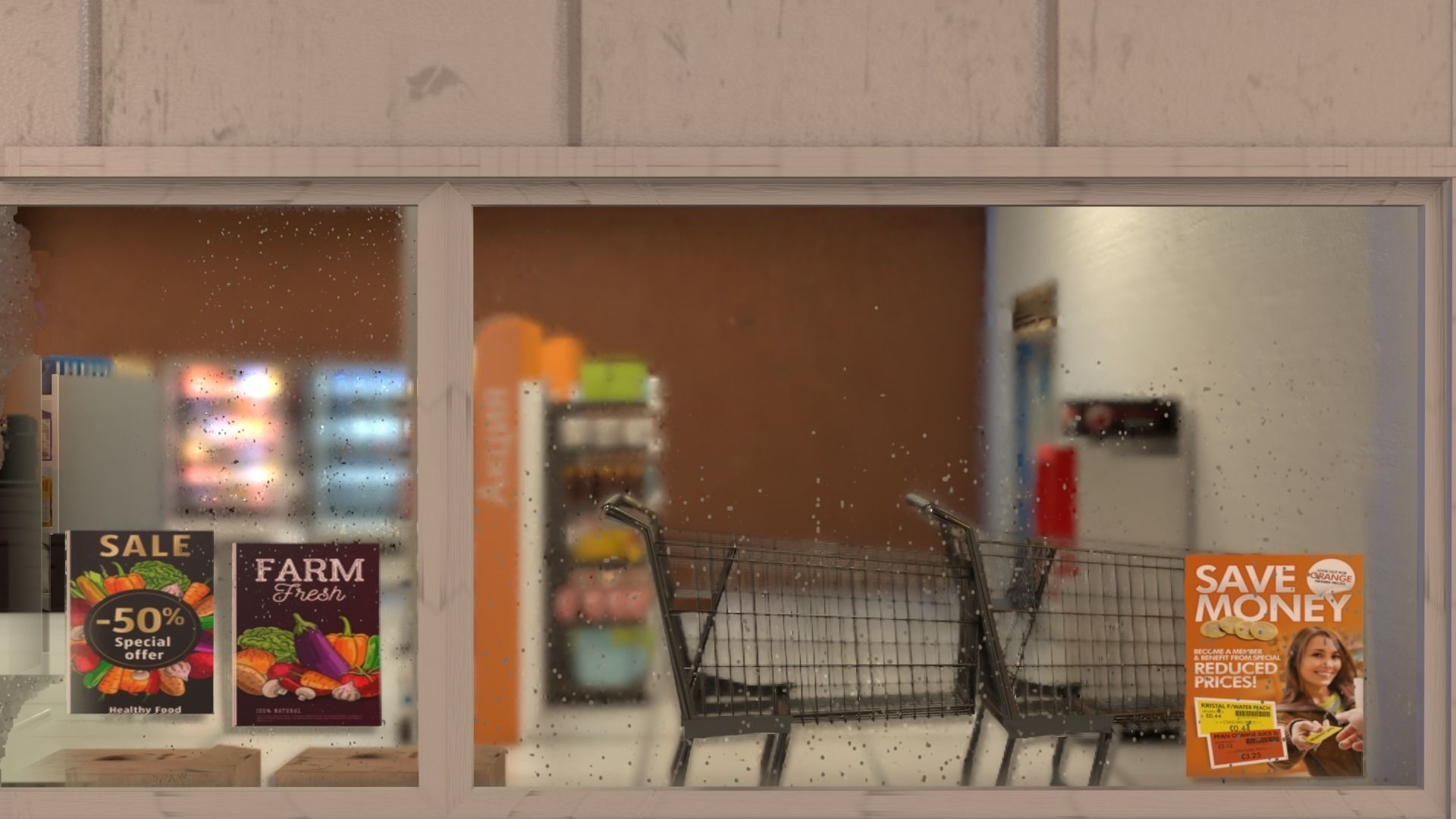 3D model Supermarket industrial building with roof VR / AR / low-poly ...