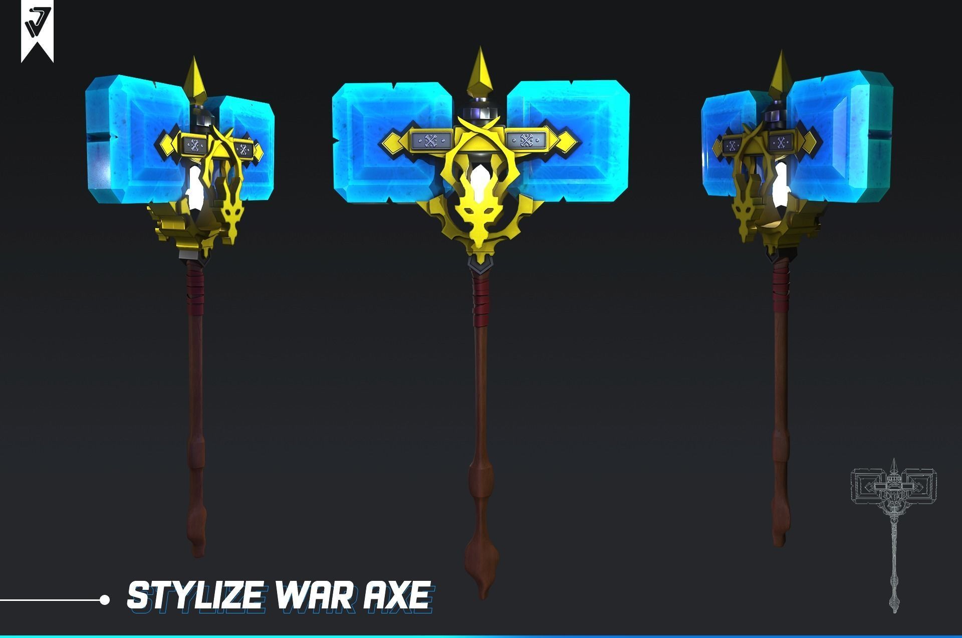 Stylized War Axe Gameready 3D model | CGTrader