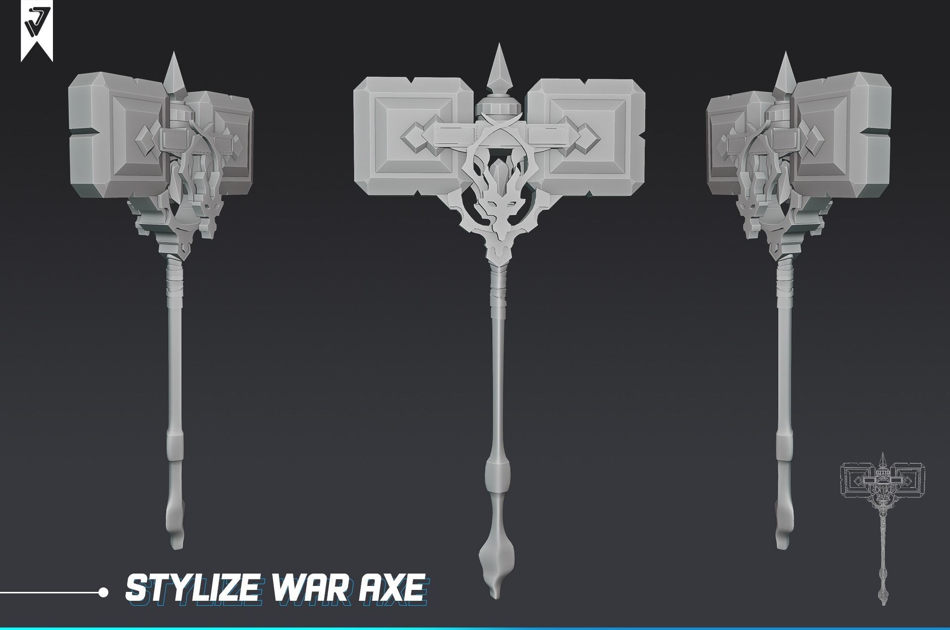 Stylized War Axe Gameready 3D model | CGTrader