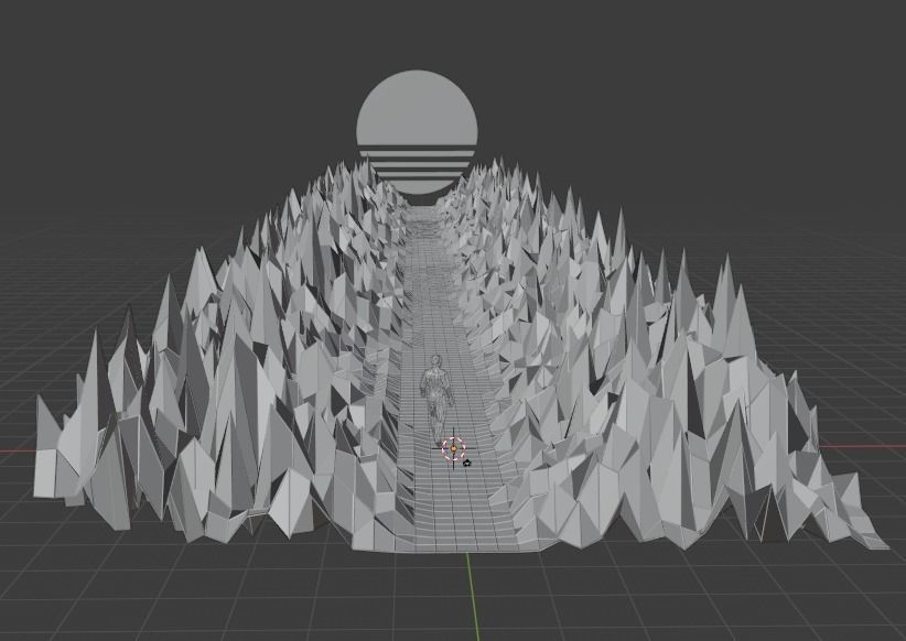 3D model Vaporwave environment with a character in it VR / AR / low ...