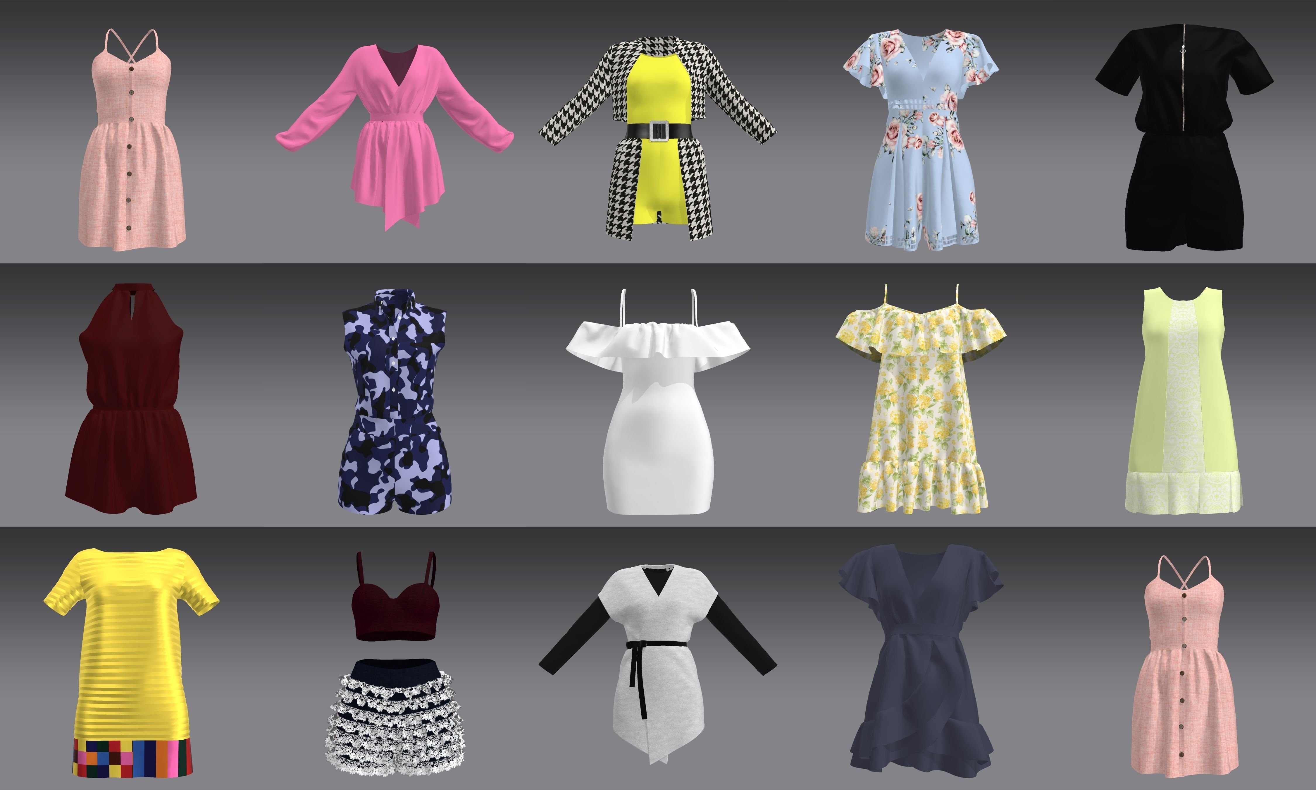 3D model Cute girl clothes collection VR / AR / low-poly | CGTrader