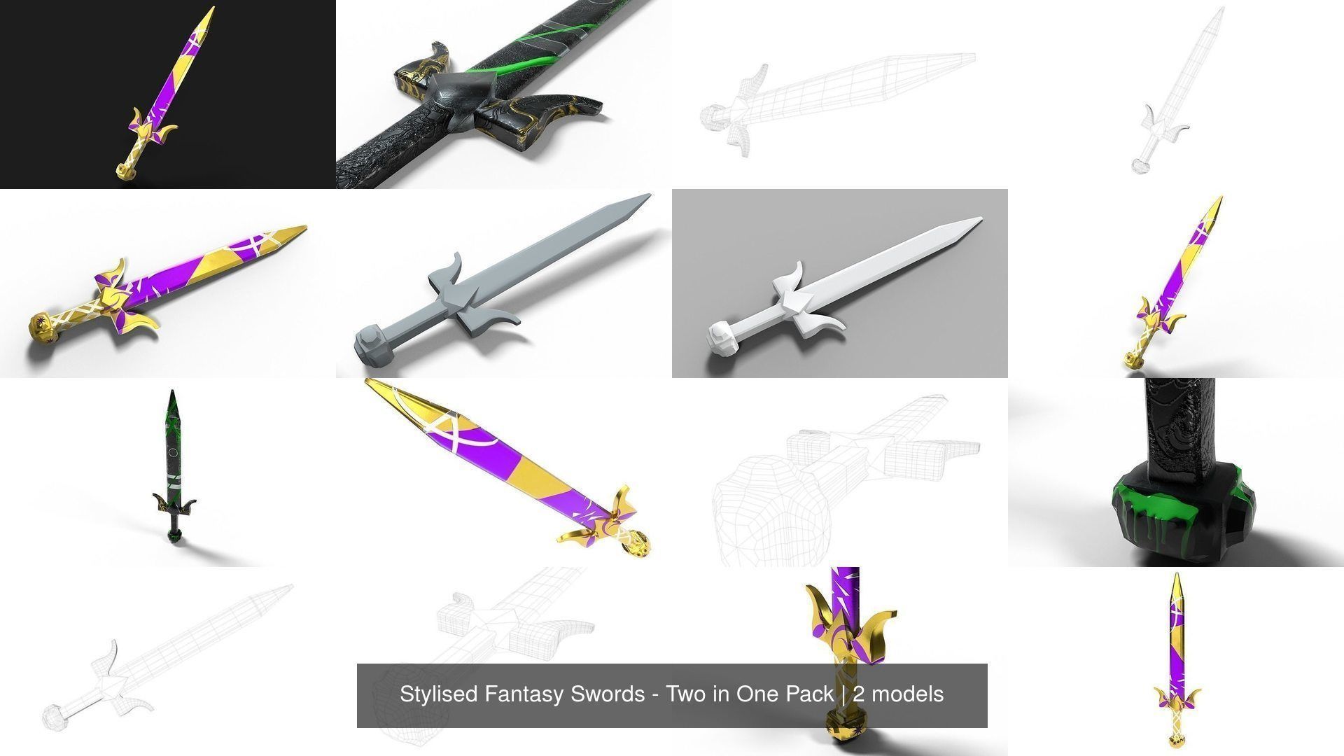 Stylised Fantasy Swords - Two in One Pack 3D Model Collection | CGTrader