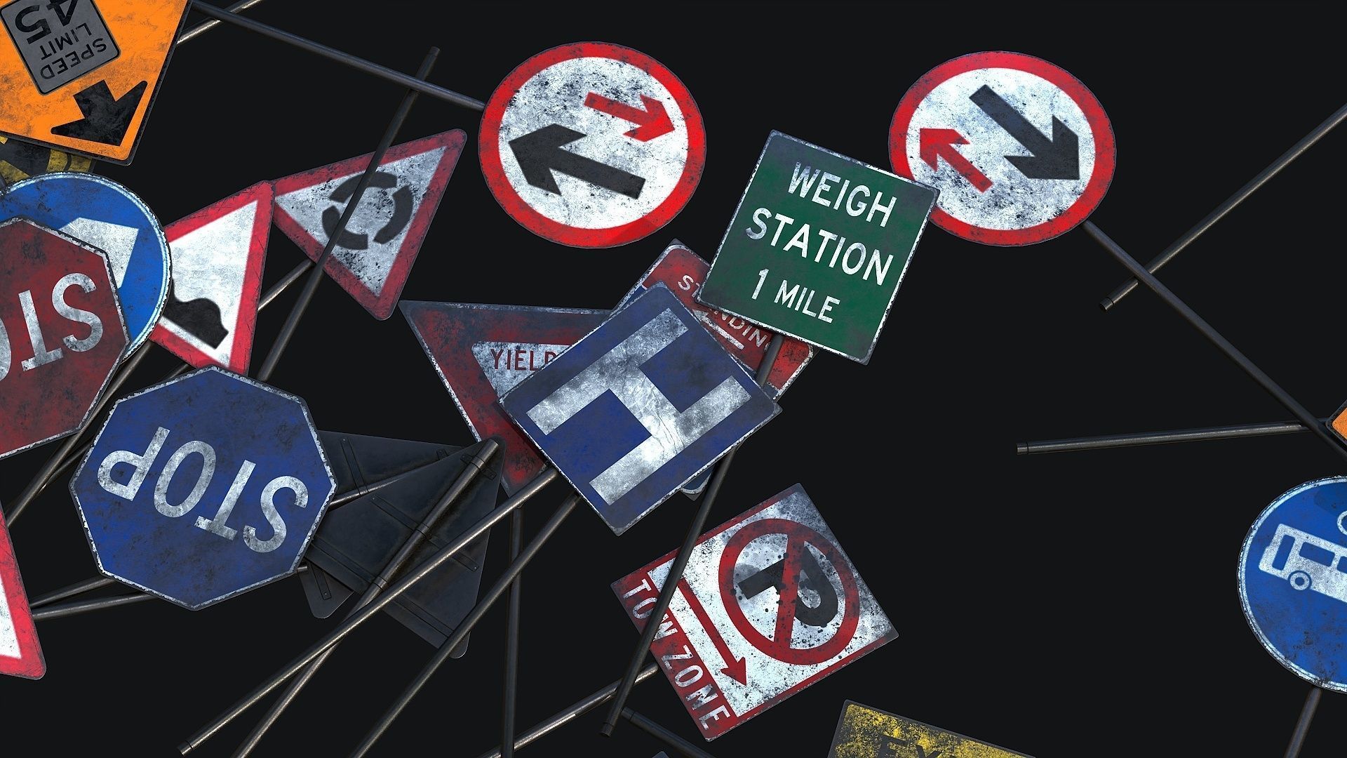 3D model Traffic Sign Collection VOL 1 VR / AR / low-poly | CGTrader