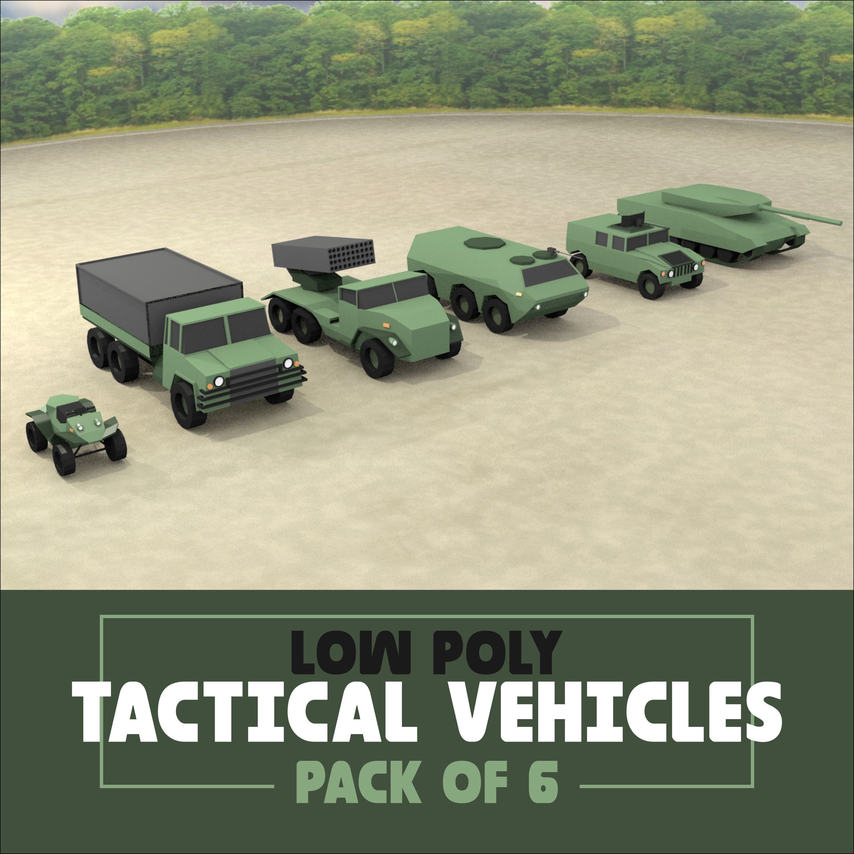 3D model LOW POLY TACTICAL VEHICLES - Pack of 6 VR / AR / low-poly ...