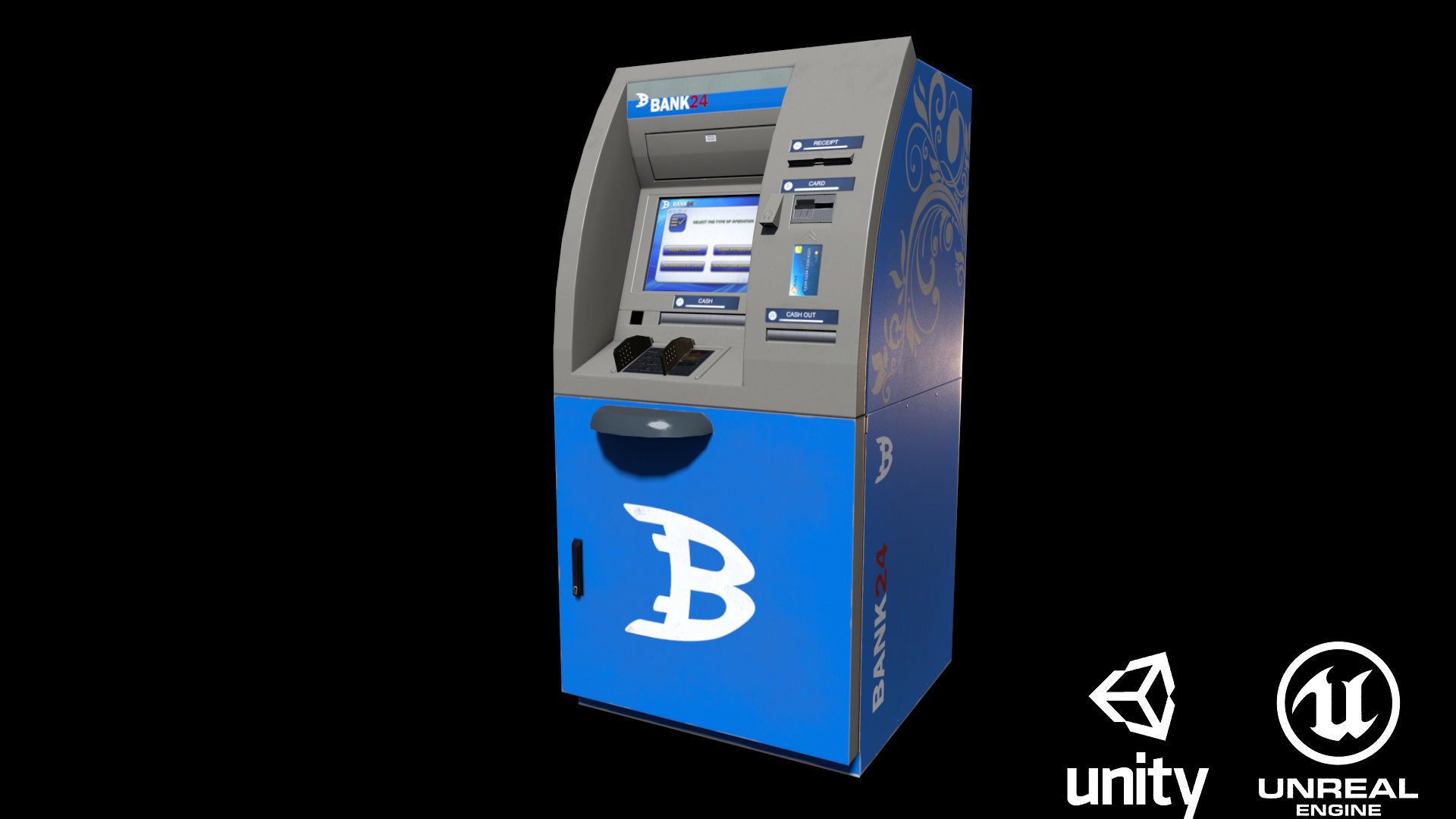 3D model ATM Bank 24 VR / AR / low-poly | CGTrader