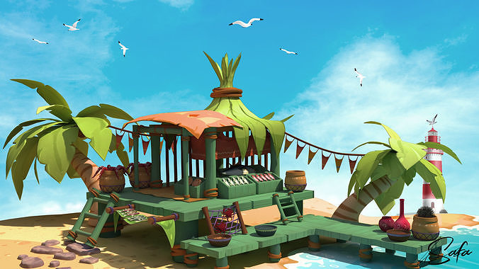 Fish market sea 3D model | CGTrader