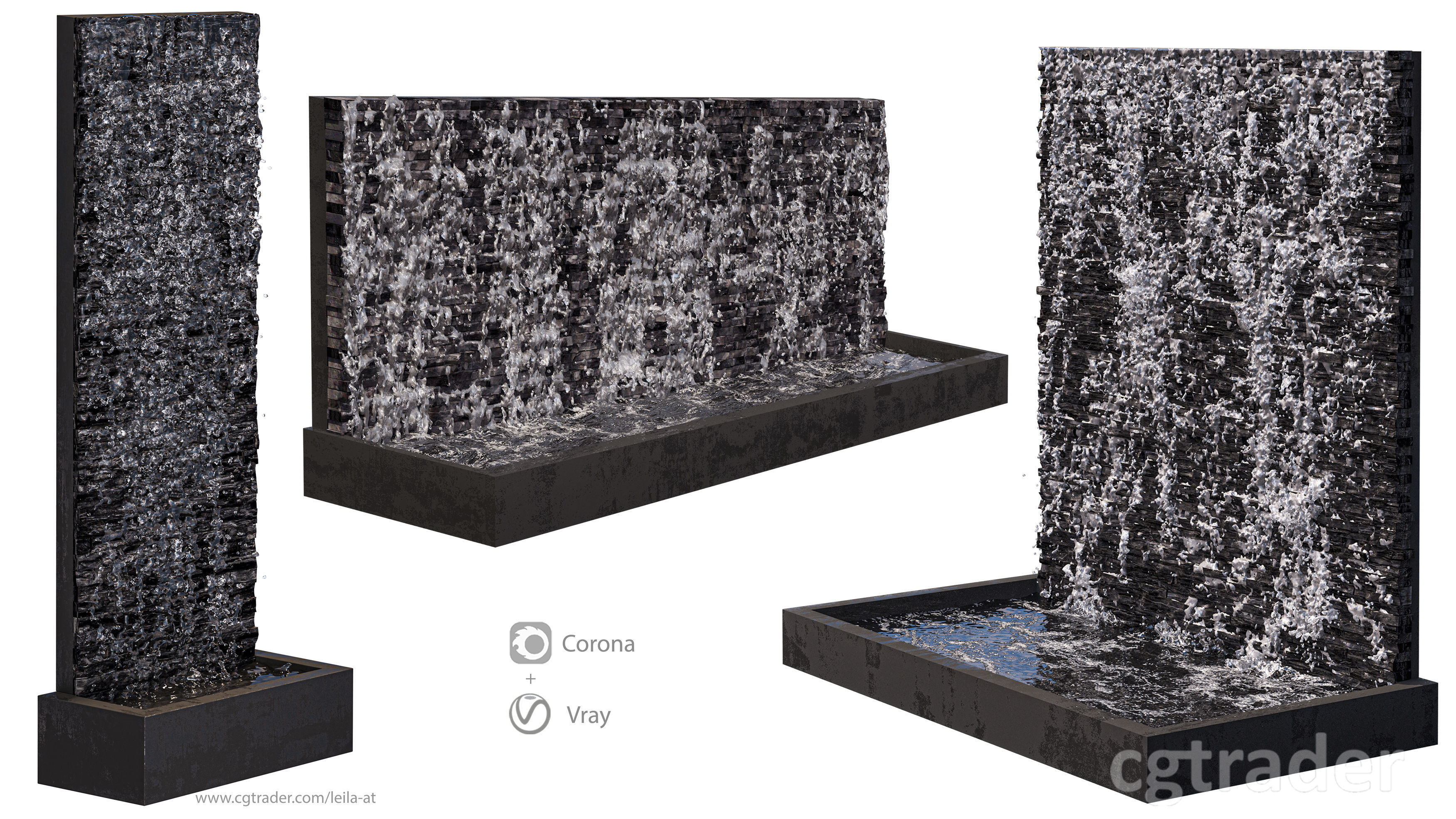 Water wall fountains 3D model | CGTrader