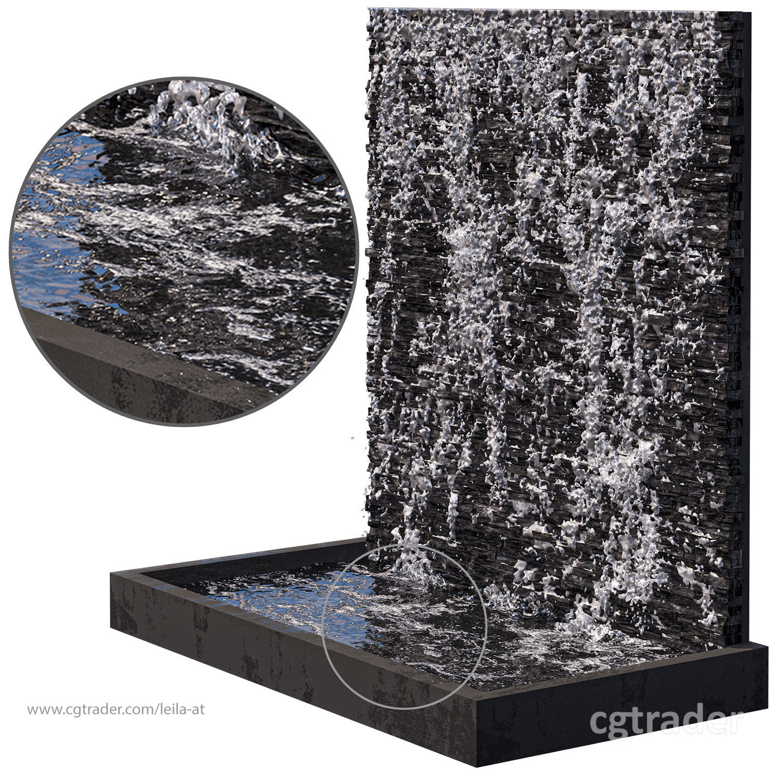 Water wall fountains 3D model | CGTrader