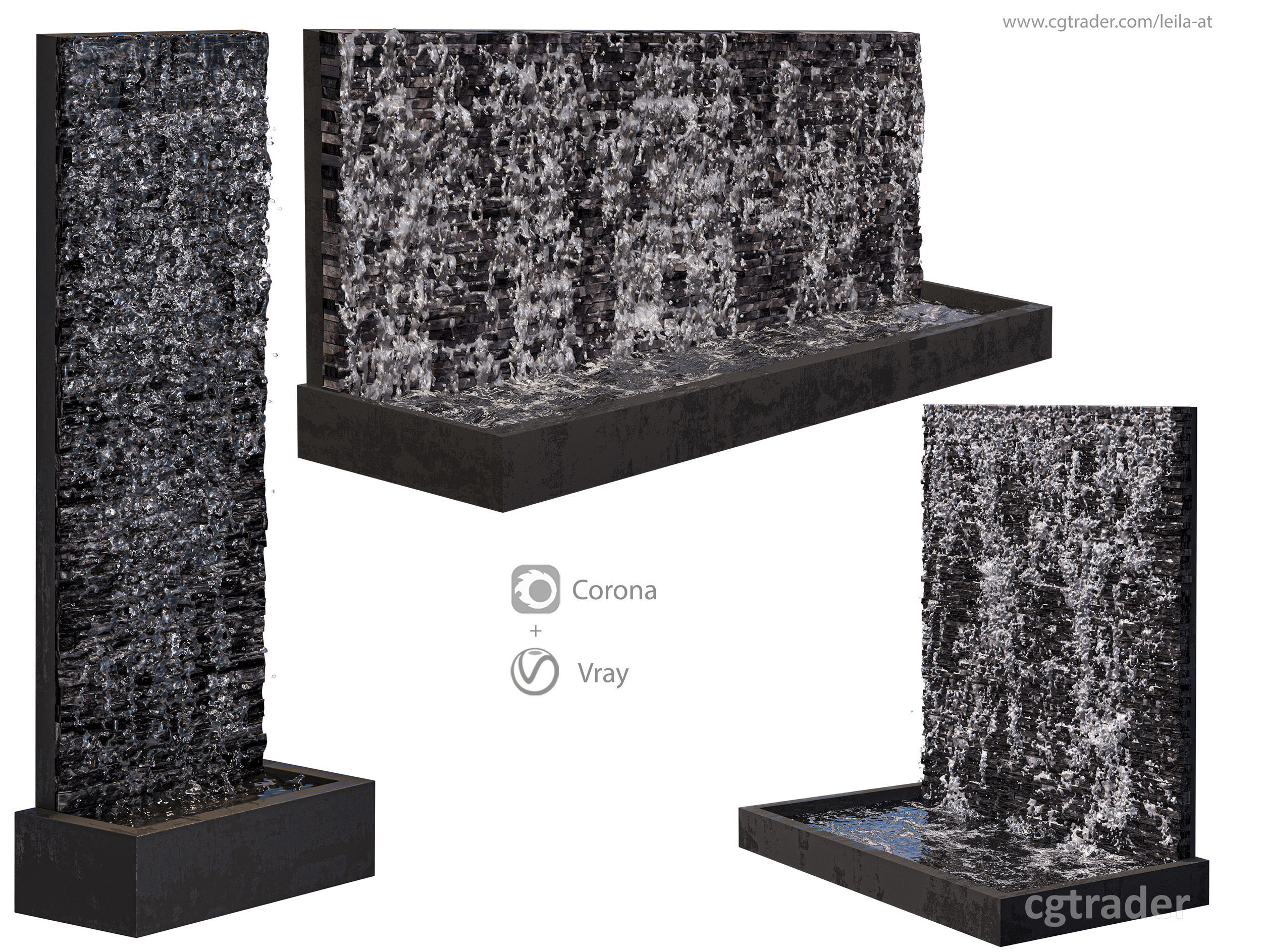 Water wall fountains 3D model | CGTrader