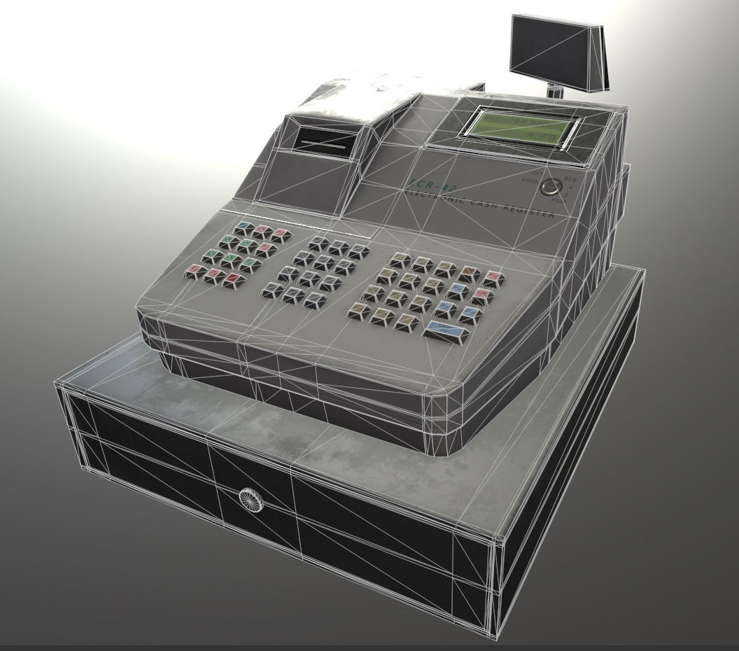 White Electronic Cash Register Machine free VR / AR / low-poly 3D model ...