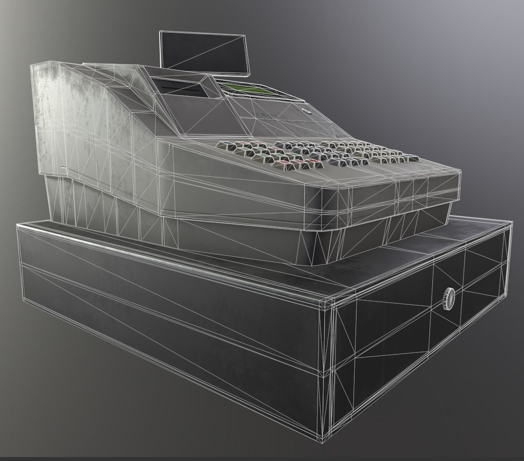 White Electronic Cash Register Machine free VR / AR / low-poly 3D model ...