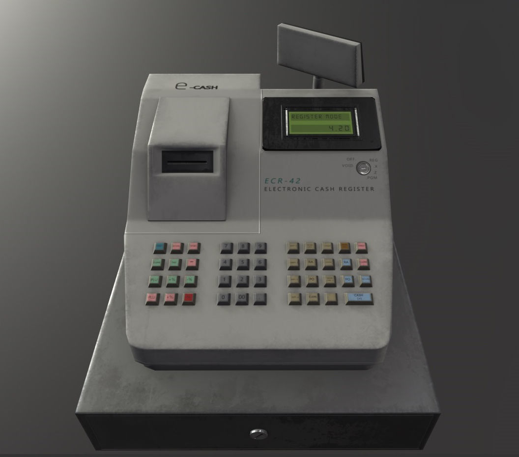 White Electronic Cash Register Machine free VR / AR / low-poly 3D model ...