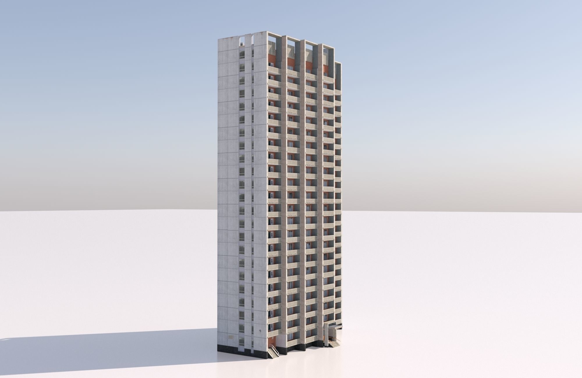 3D model Russian 22 Storey Apartment Panel House VR / AR / low-poly ...