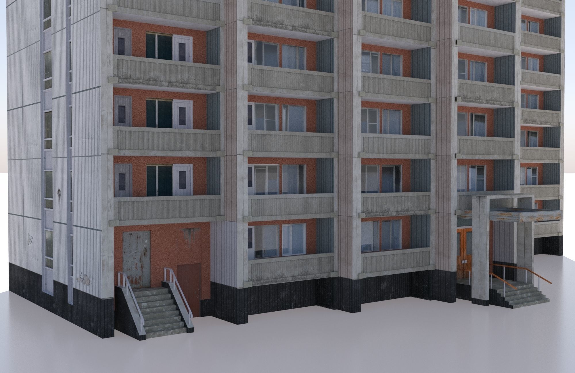 3D model Russian 22 Storey Apartment Panel House VR / AR / low-poly ...
