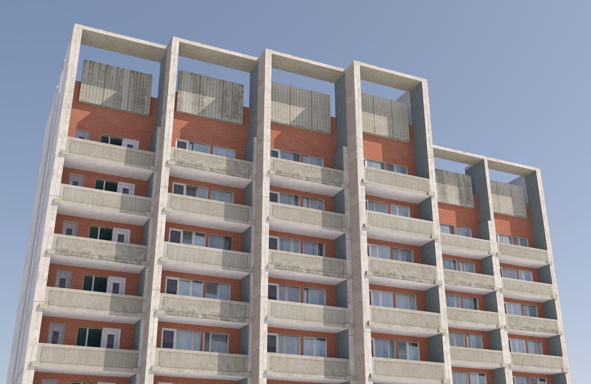 3D model Russian 22 Storey Apartment Panel House VR / AR / low-poly ...