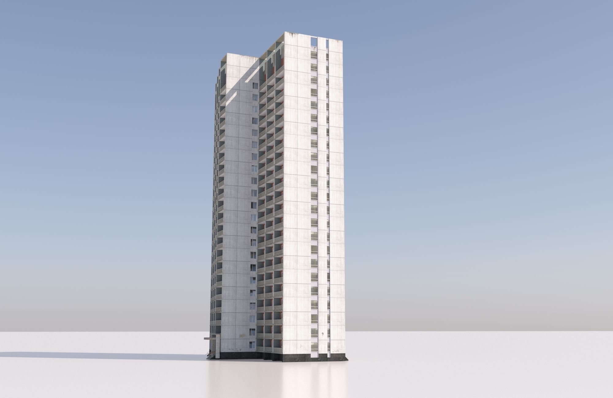 3D model Russian 22 Storey Apartment Panel House VR / AR / low-poly ...