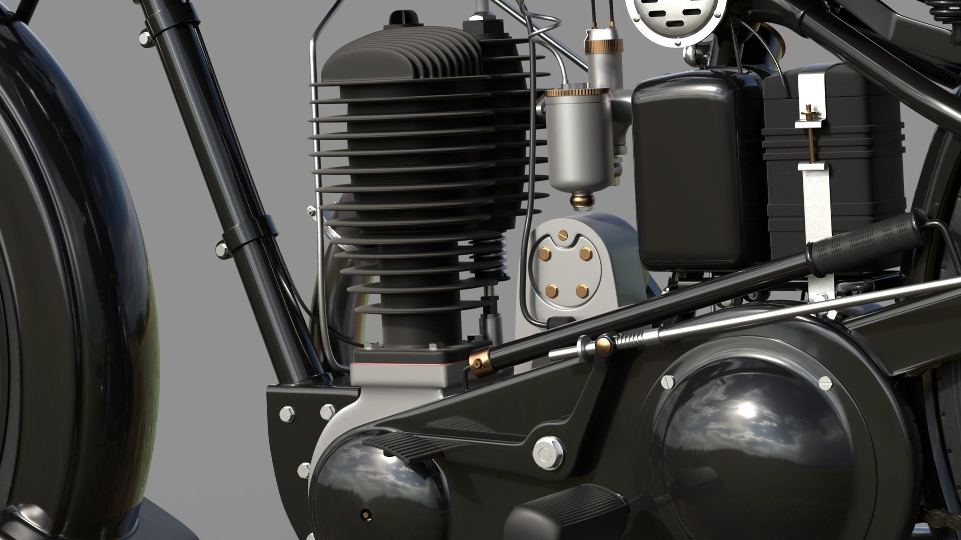 Vintage motorcycle cafe racer Ariel 550 SV 1928 3D model rigged | CGTrader