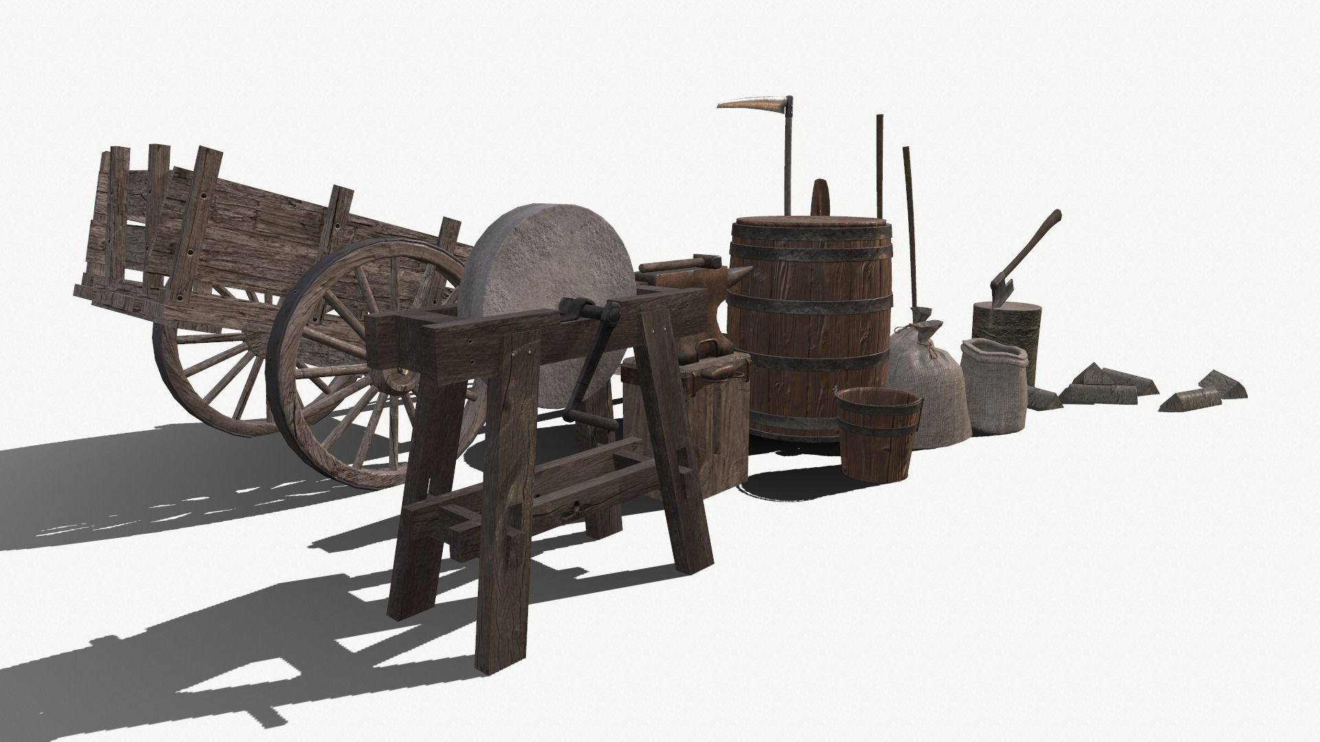 3D model Medieval Farm Props VR / AR / low-poly | CGTrader