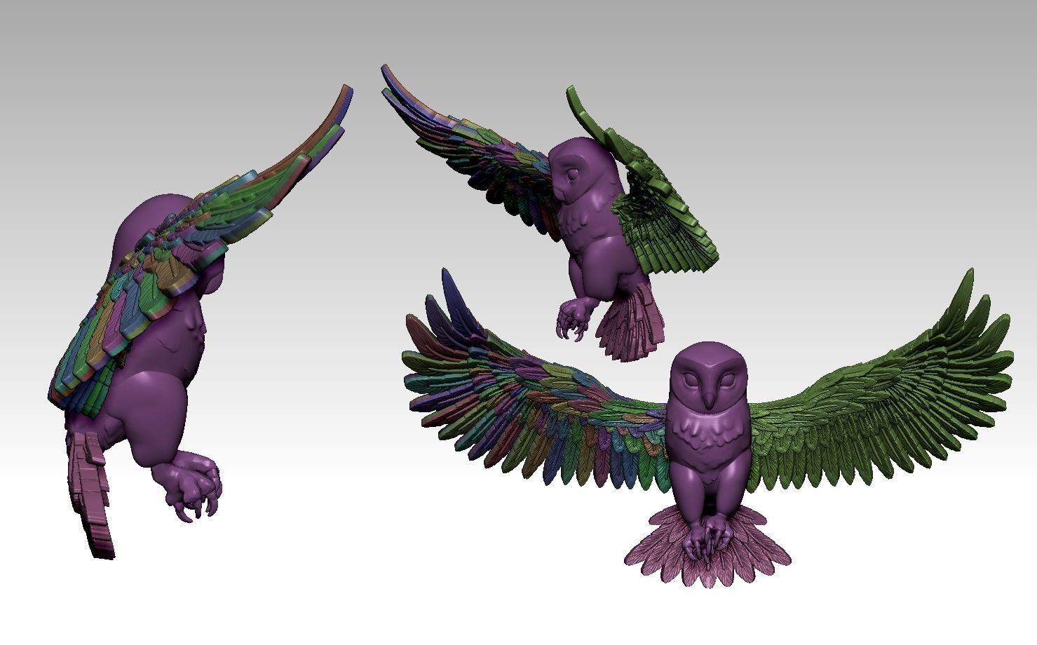 owl and wing 3D model 3D printable | CGTrader