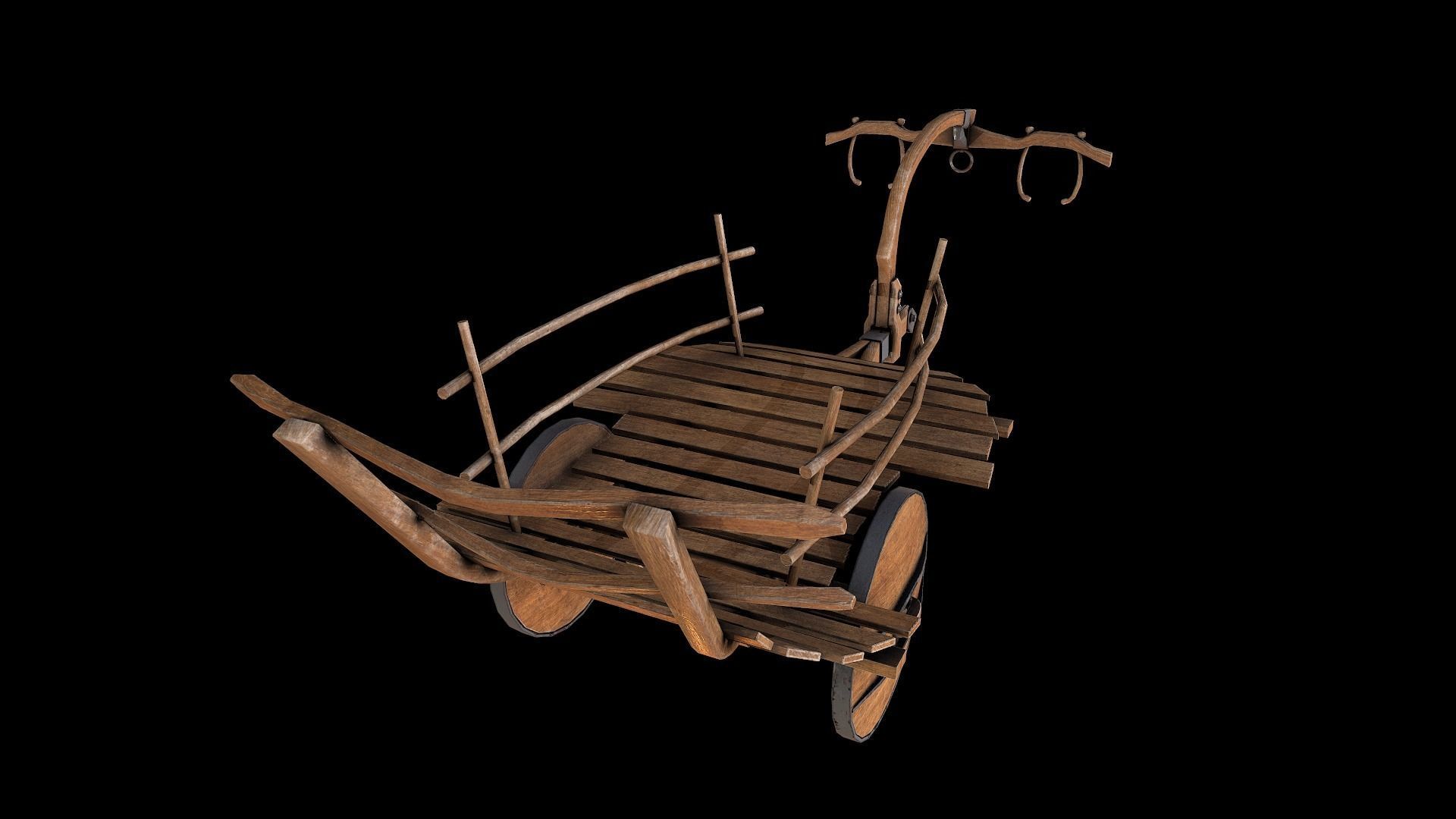 3D model Wooden Medieval Ox Cart VR / AR / low-poly | CGTrader