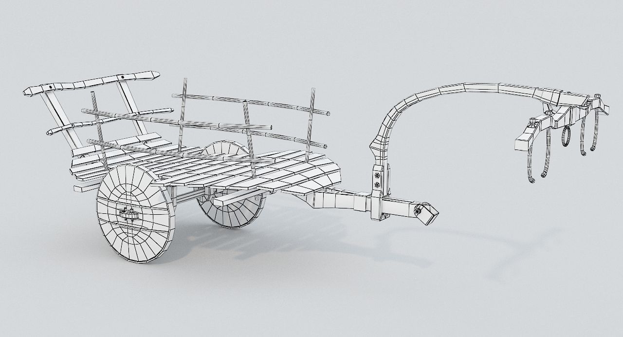 3D model Wooden Medieval Ox Cart VR / AR / low-poly | CGTrader
