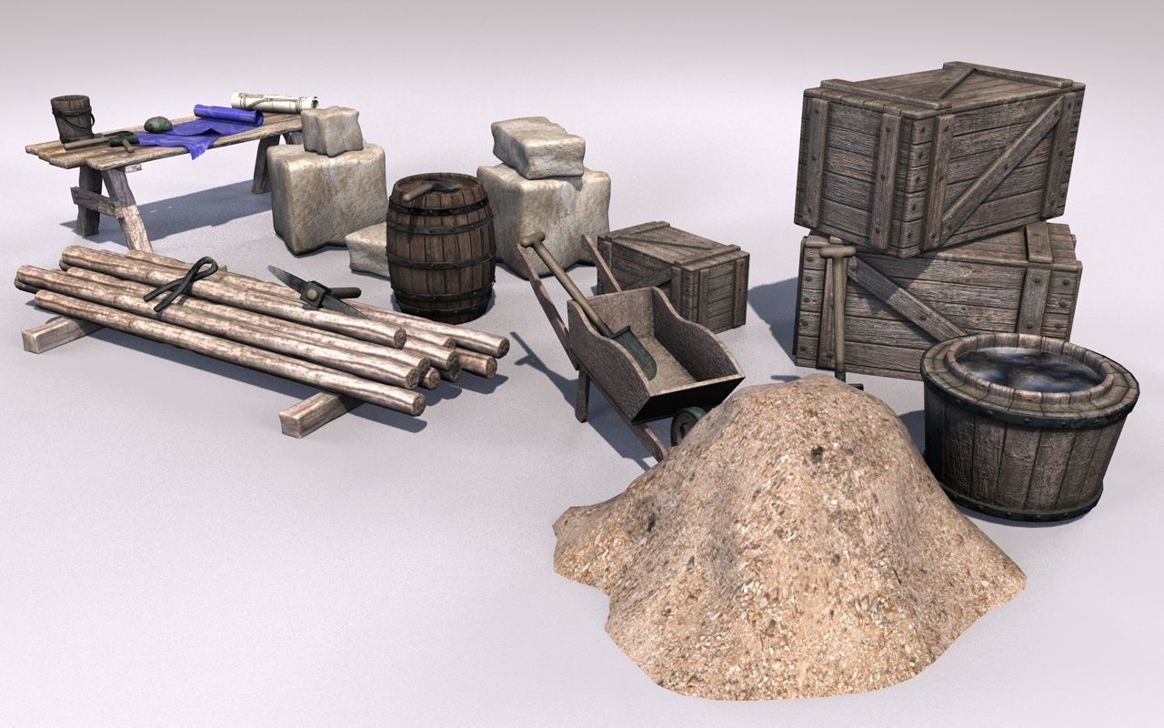 Building materials set 3D model | CGTrader