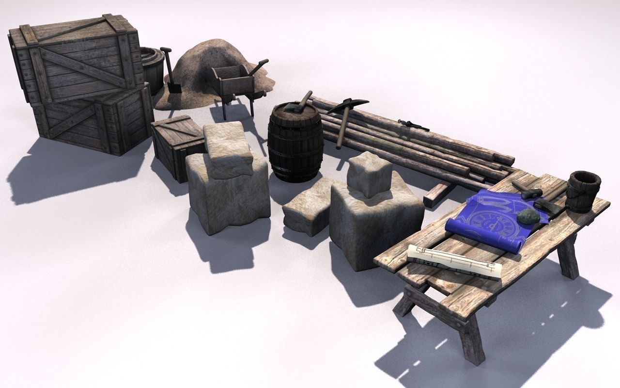 Building materials set 3D model | CGTrader