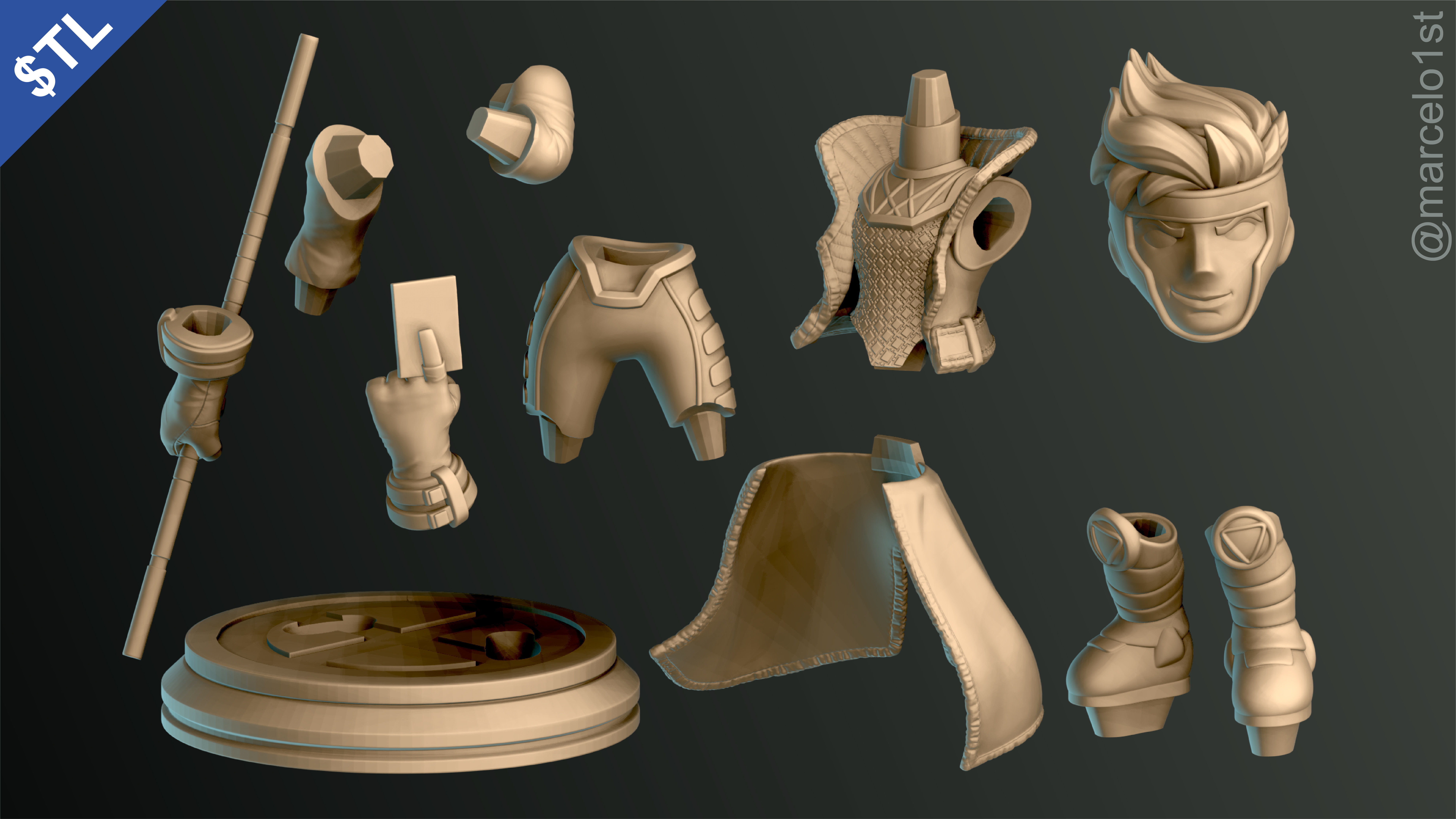 SIMPLES - Gambit X-men Classic 3D model 3D printable | CGTrader