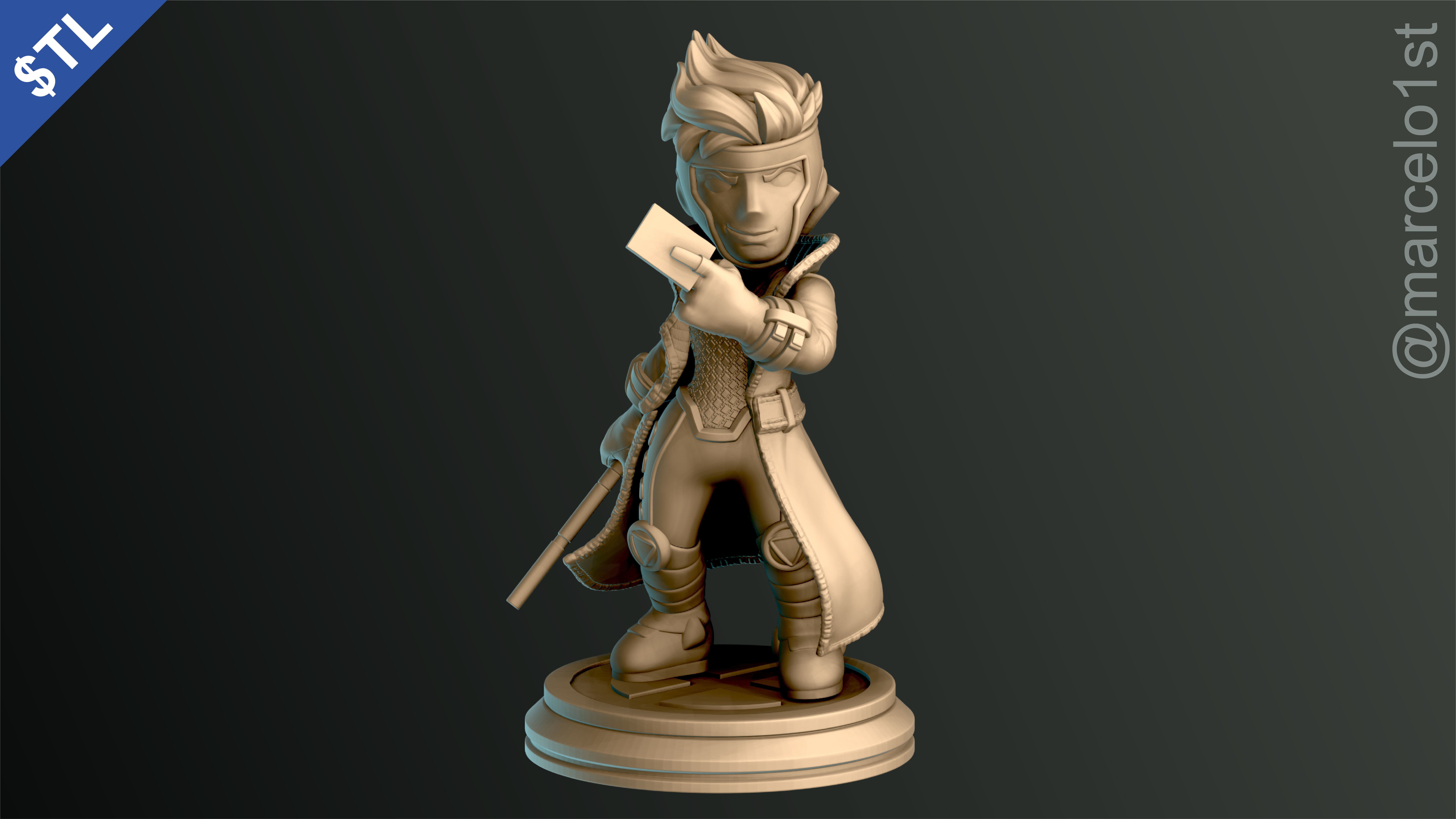 SIMPLES - Gambit X-men Classic 3D model 3D printable | CGTrader