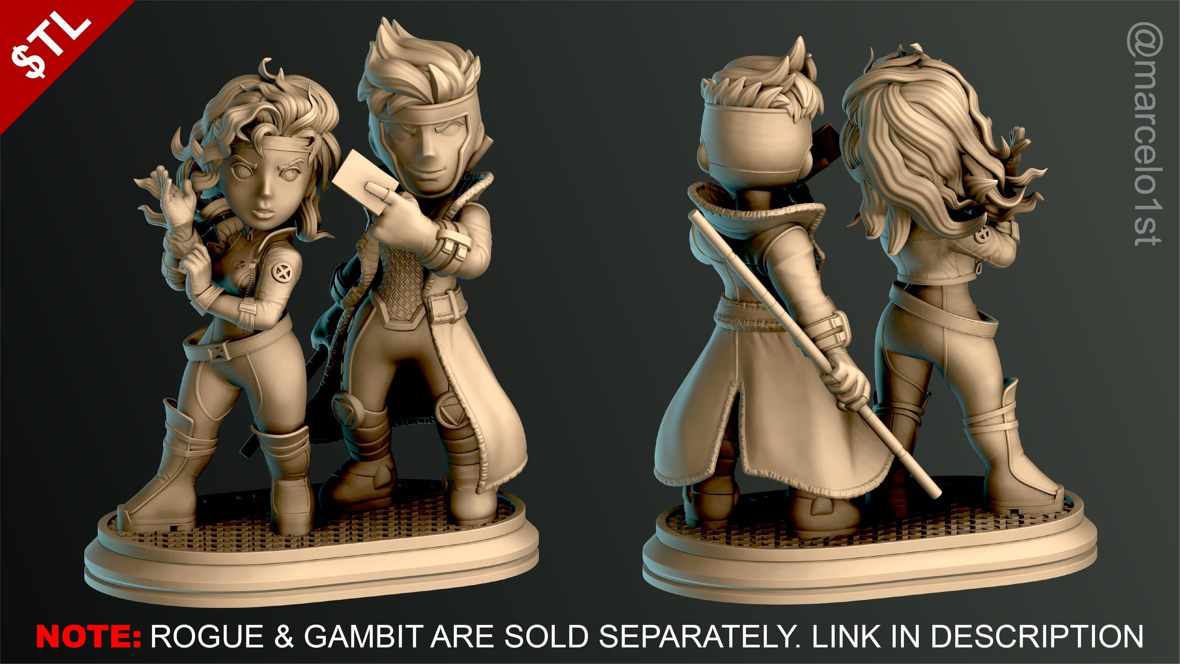 SIMPLES - Gambit X-men Classic 3D model 3D printable | CGTrader