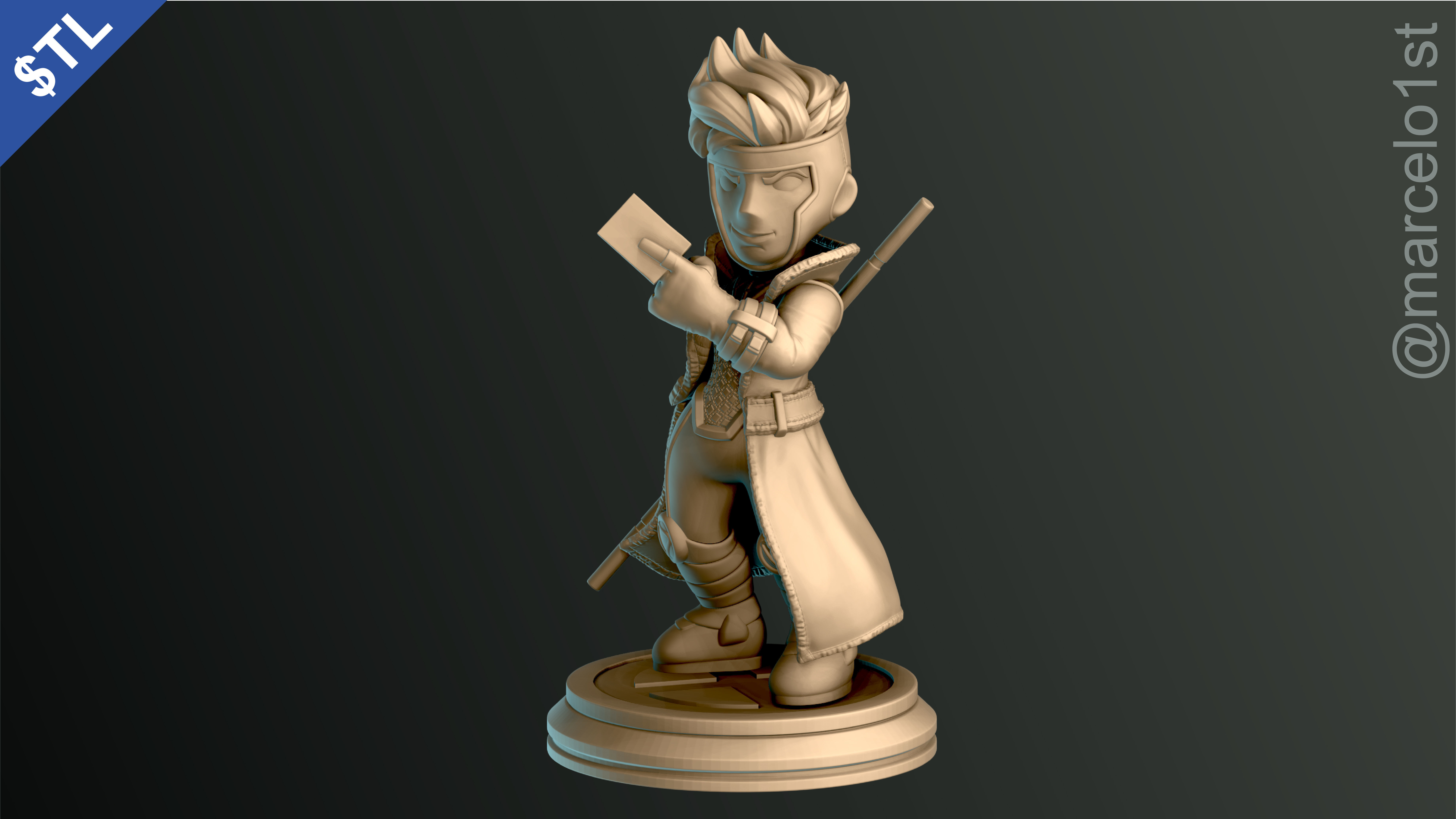 SIMPLES - Gambit X-men Classic 3D model 3D printable | CGTrader