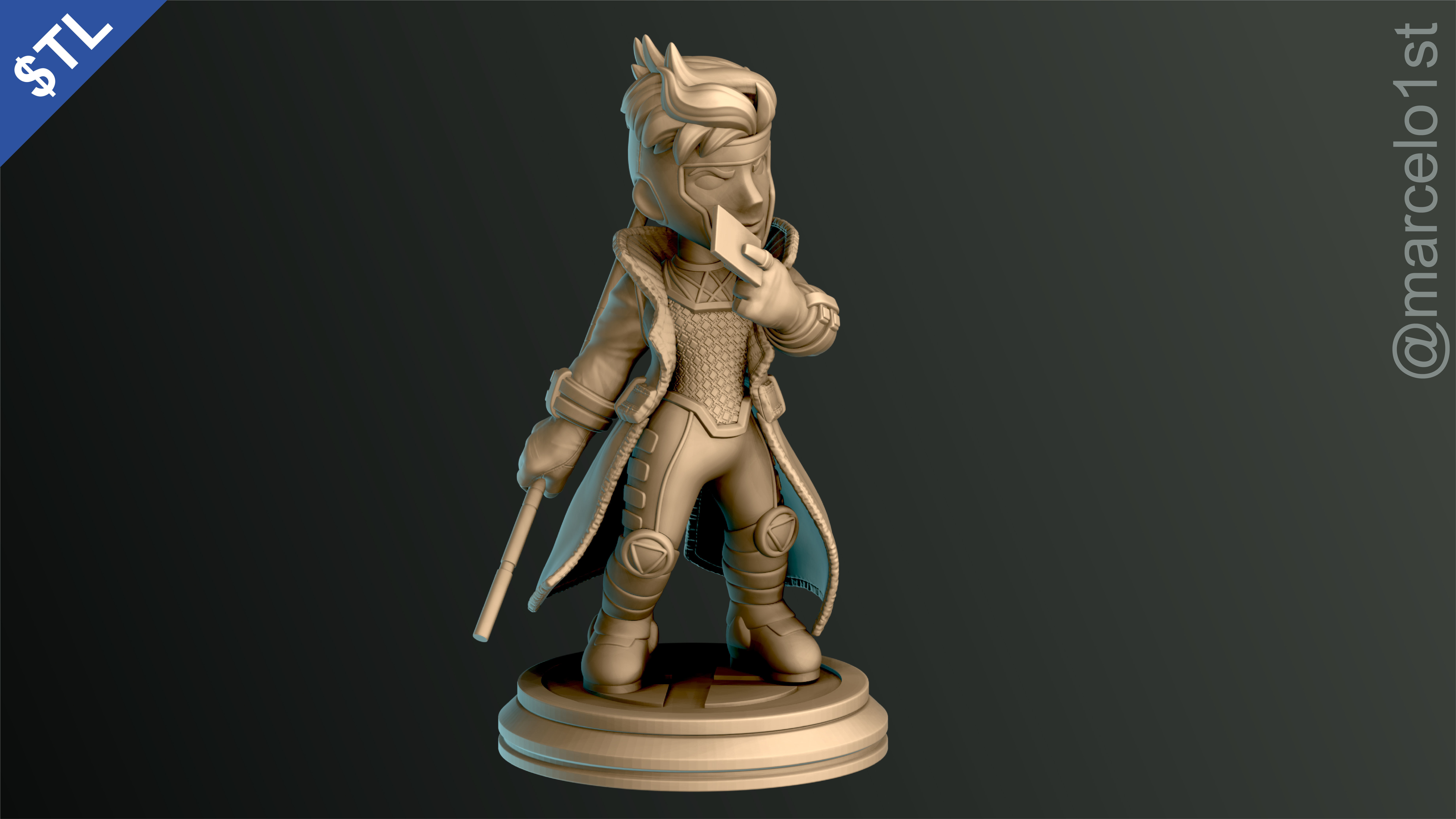 SIMPLES - Gambit X-men Classic 3D model 3D printable | CGTrader