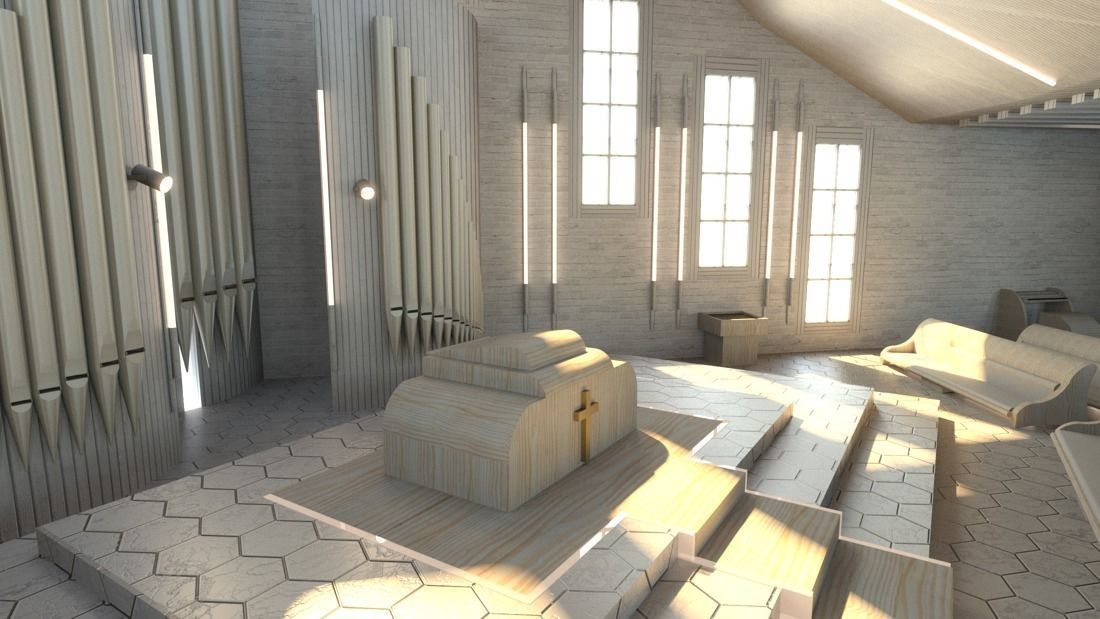 Modern church - exterior interior 3D model | CGTrader