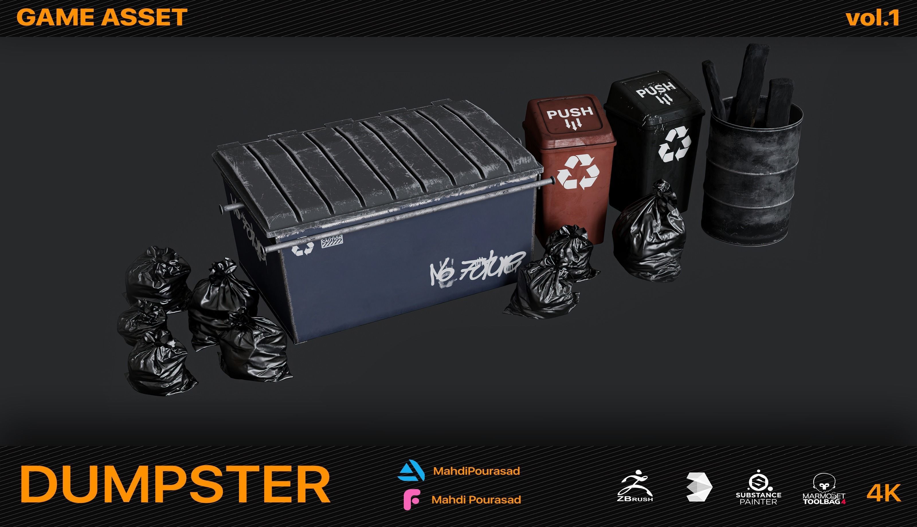 3D model Dumpster game asset VR / AR / low-poly | CGTrader