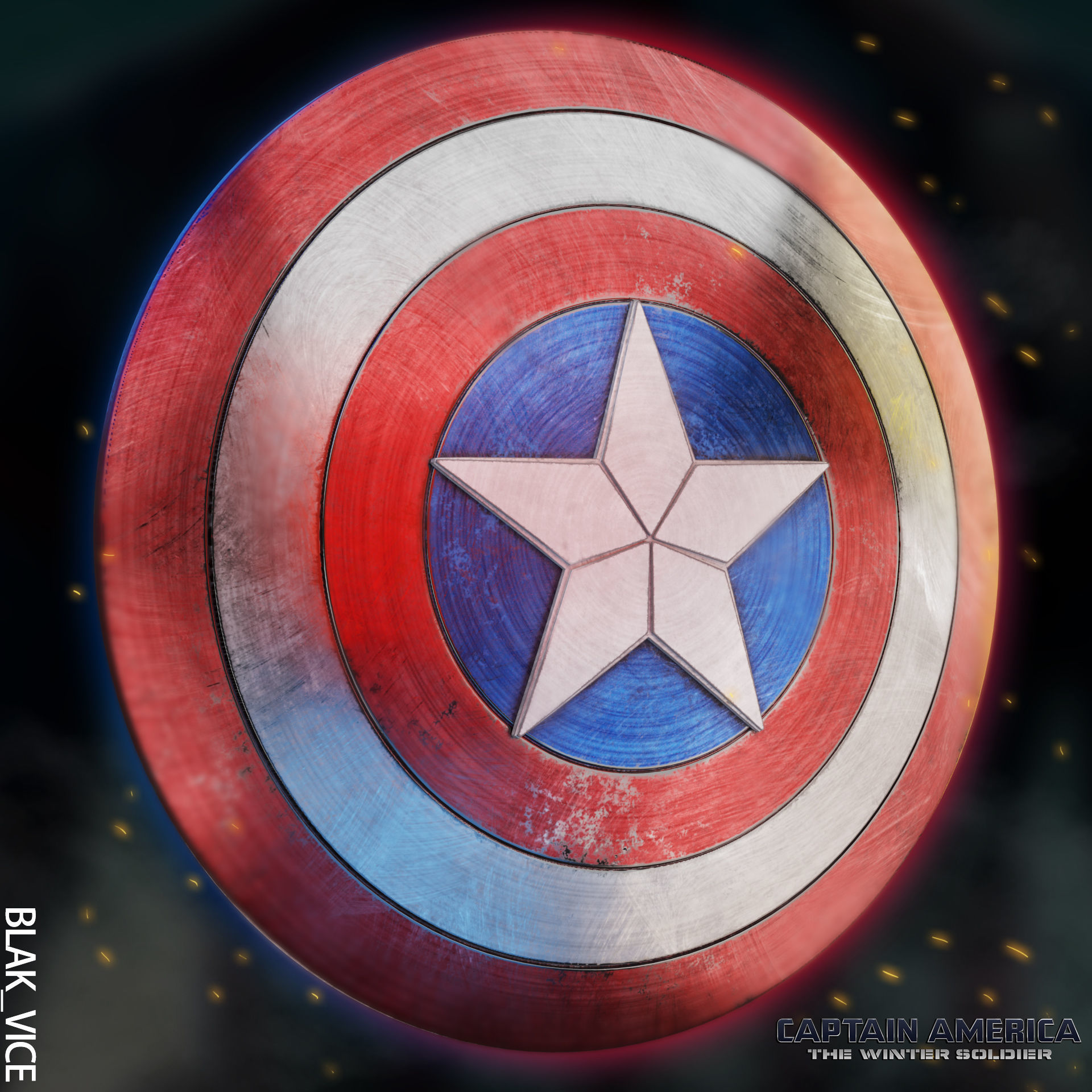 3D model Captain America Shield High Poly Textures VR / AR / low-poly ...