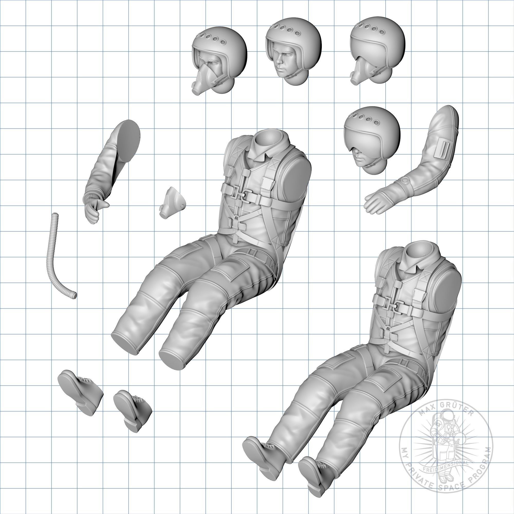 RUSSIAN JET-PILOT 3D model 3D printable | CGTrader