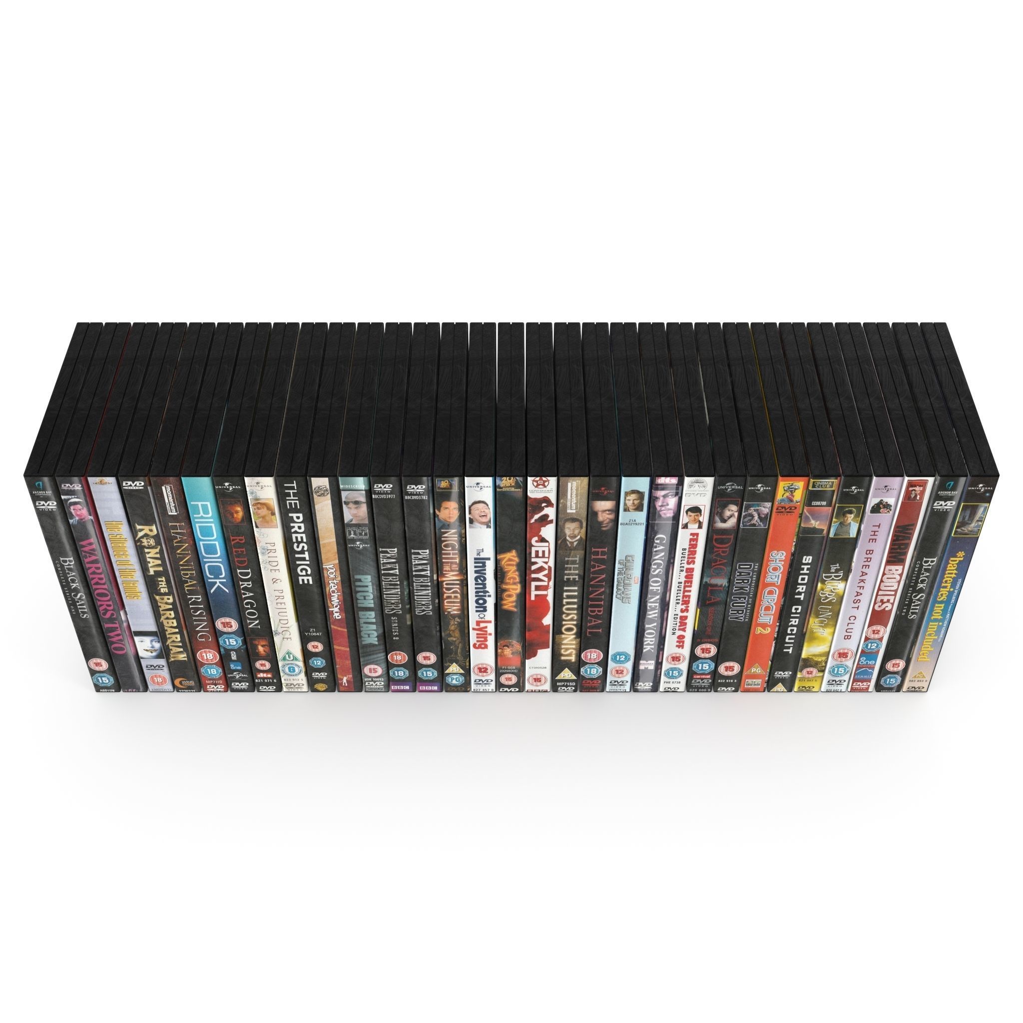 32 assorted realistic DVDs with individual cover cases 3D model | CGTrader