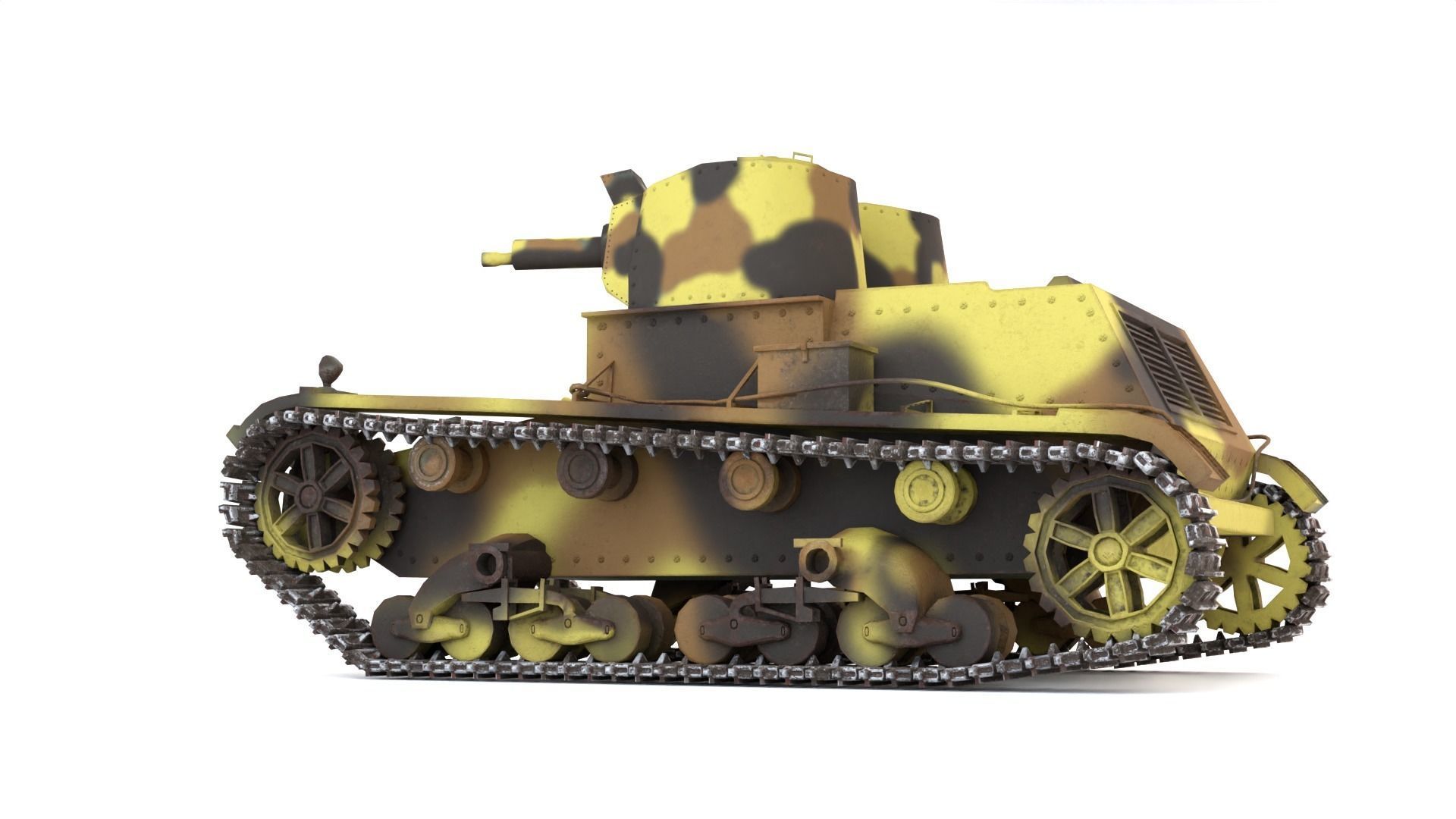 3D model English Vickers 7TP tank PBR Game Ready VR AR low-poly 3d ...