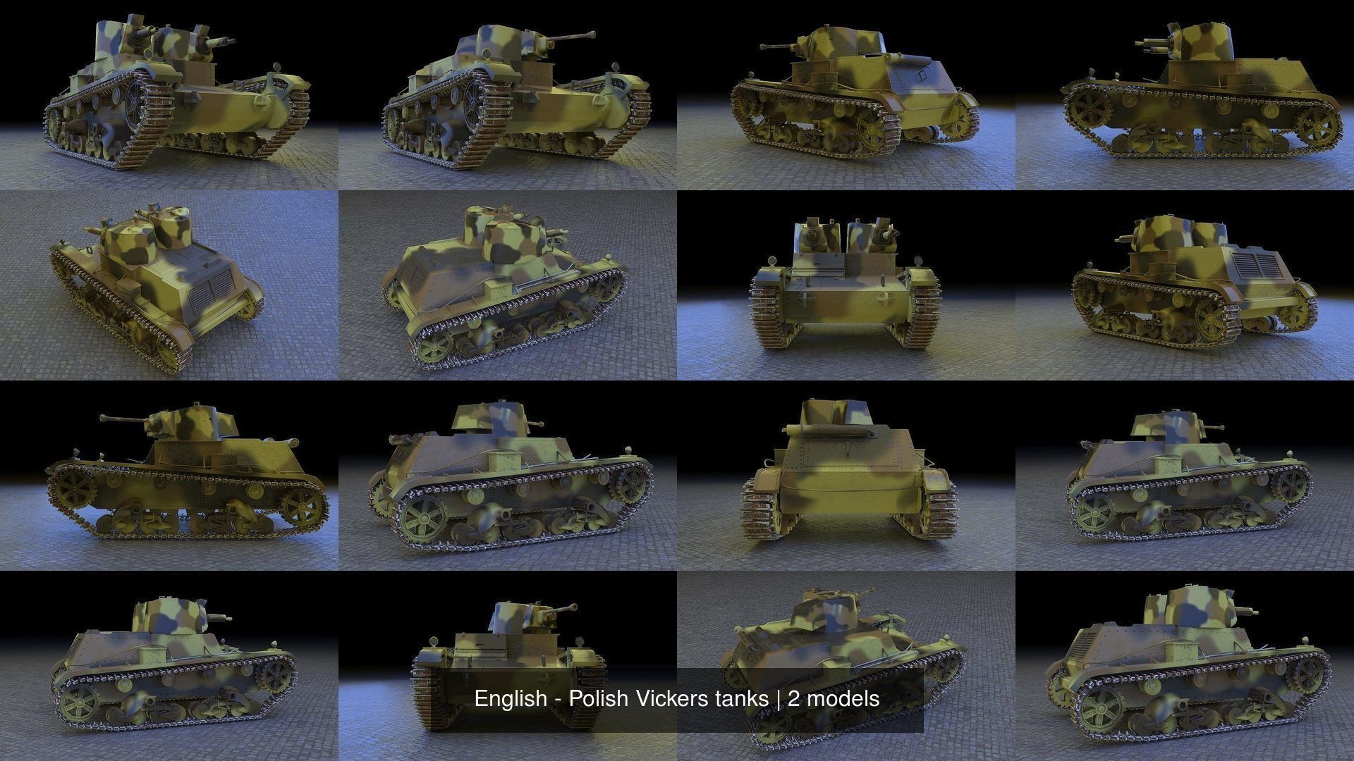 3D Model Collection English - Polish Vickers tanks VR / AR / low-poly ...