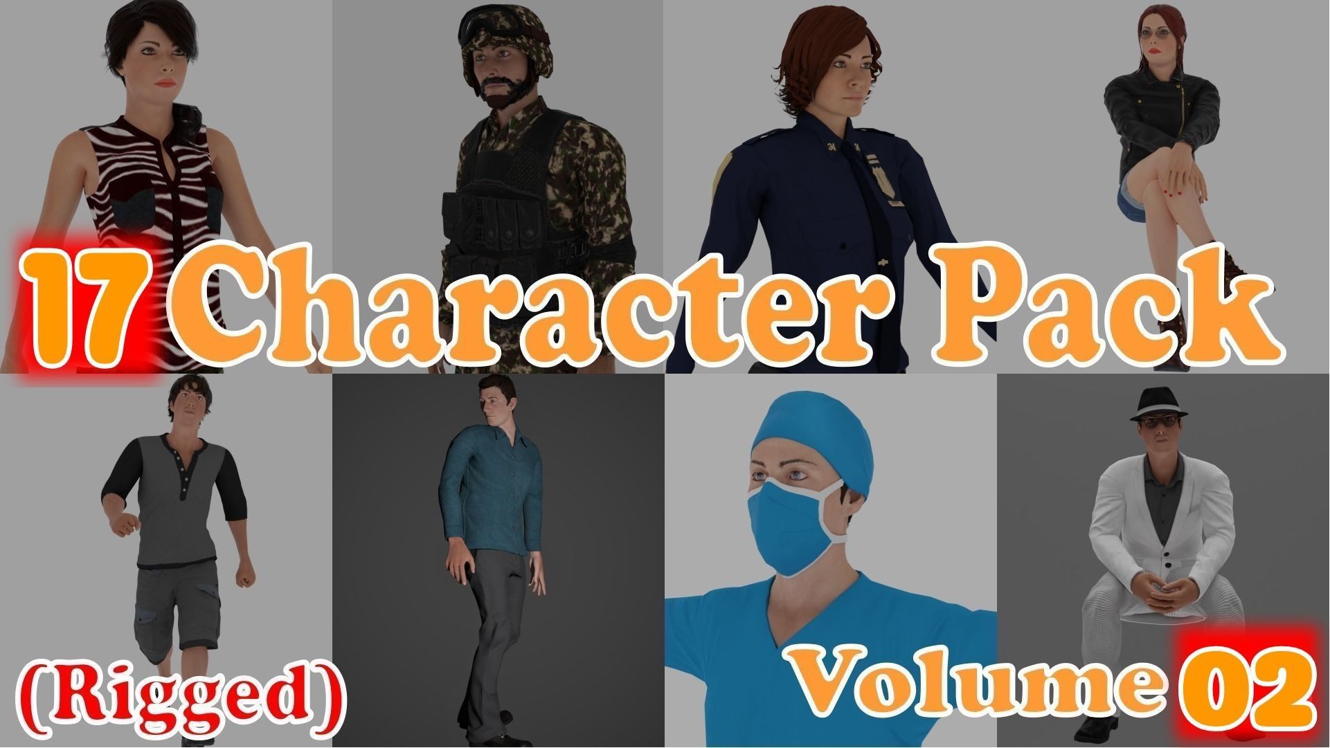 17 Characters Pack Vol 2 3D model rigged | CGTrader