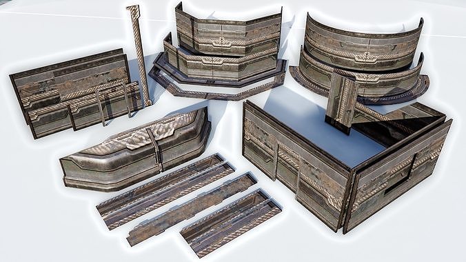 3D model sci fi walls - modular VR / AR / low-poly | CGTrader