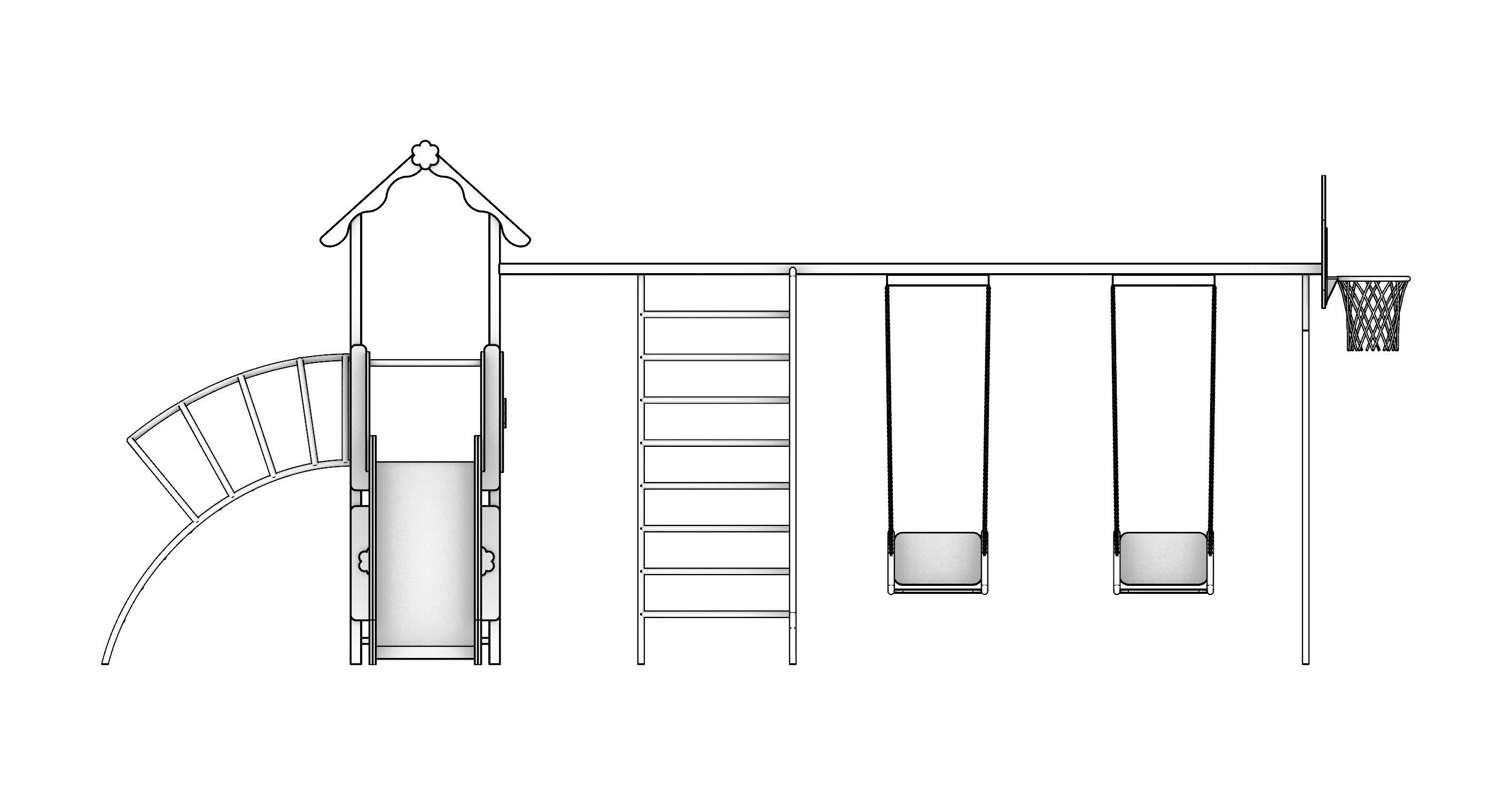 Children playground with slide and swing 3D model | CGTrader