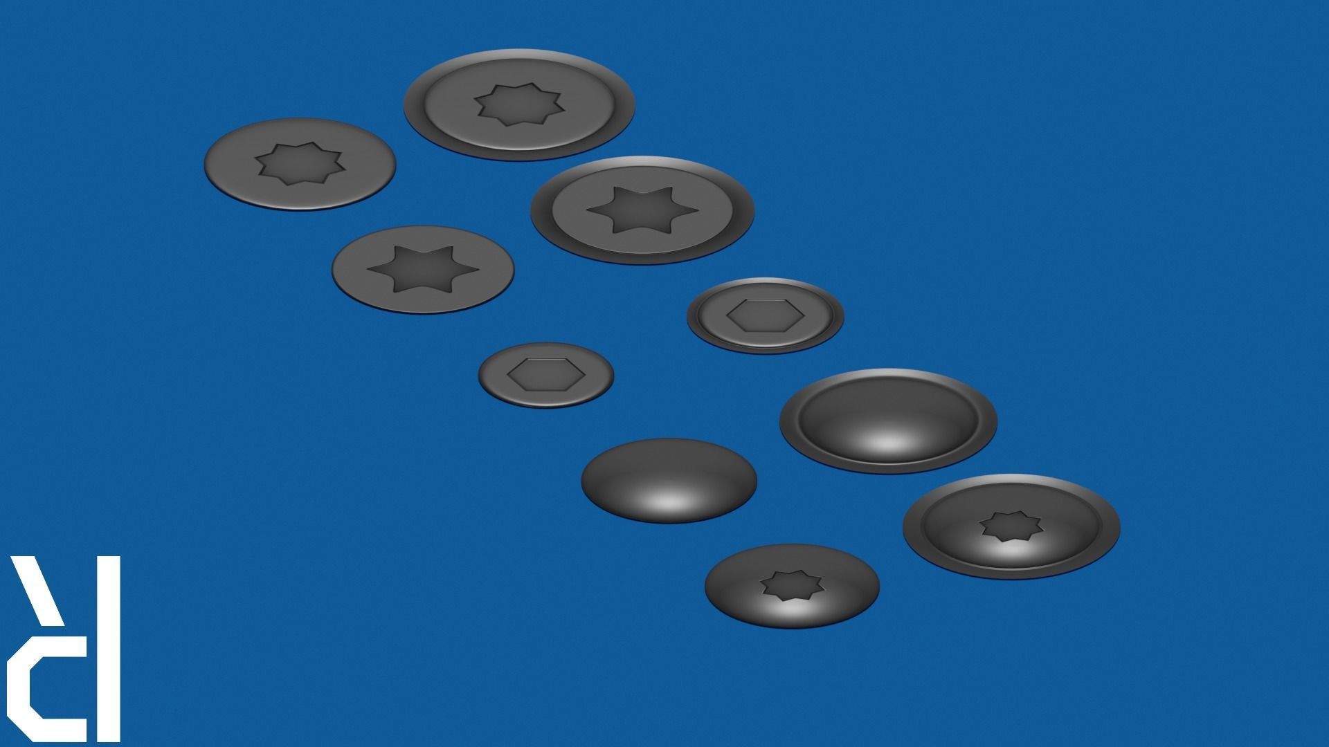 Texture 5 Industrial Screw Decals Plus Blend file VR / AR / low-poly ...