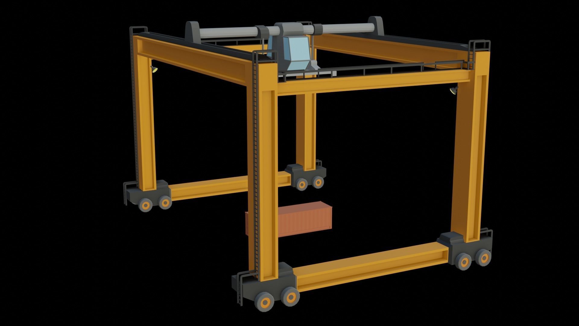 3D model Simple Crane with some Containers VR / AR / low-poly | CGTrader