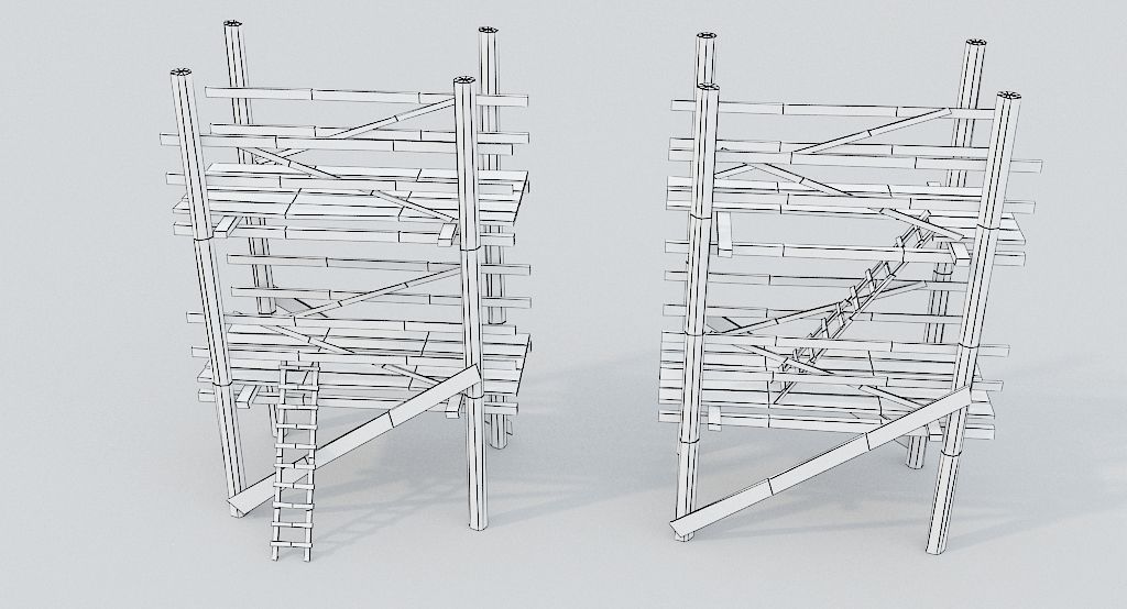 3D model Wooden Scaffolding PBR VR / AR / low-poly | CGTrader