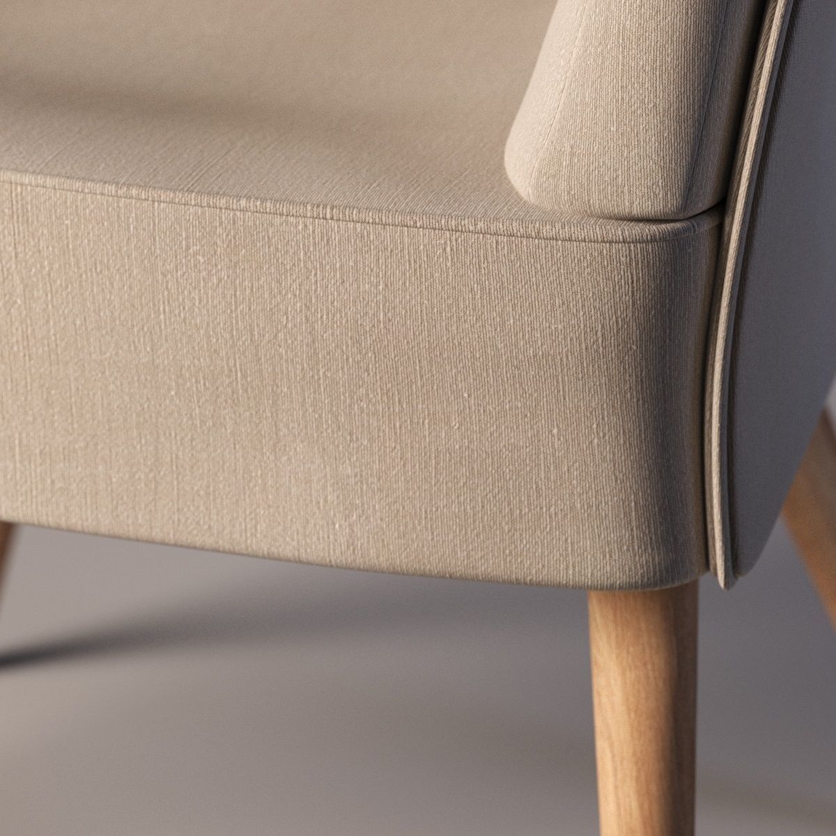 Classic chair in light beige upholstery on thin wooden legs free 3D ...